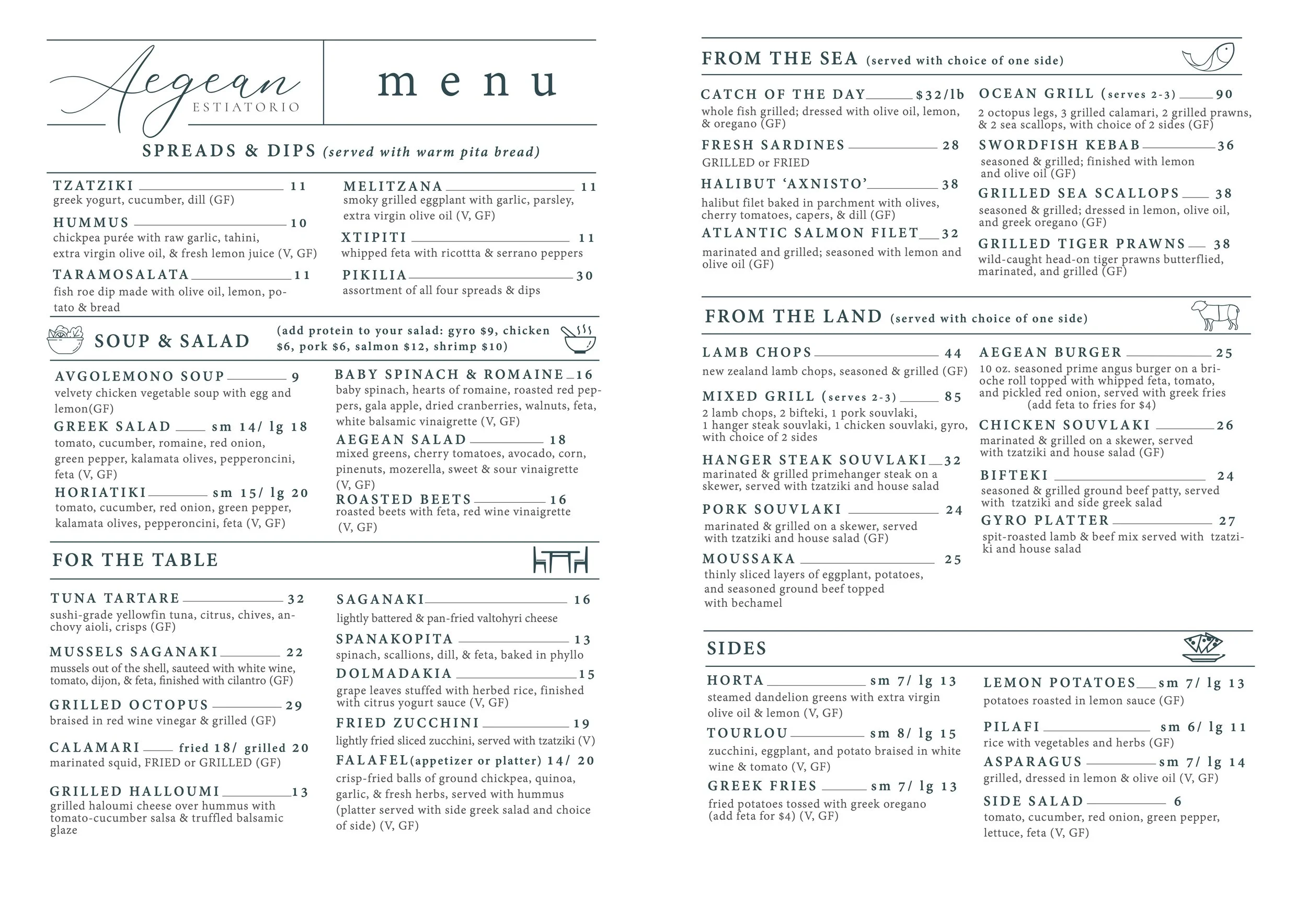 Menu — Egeo Estiatorio