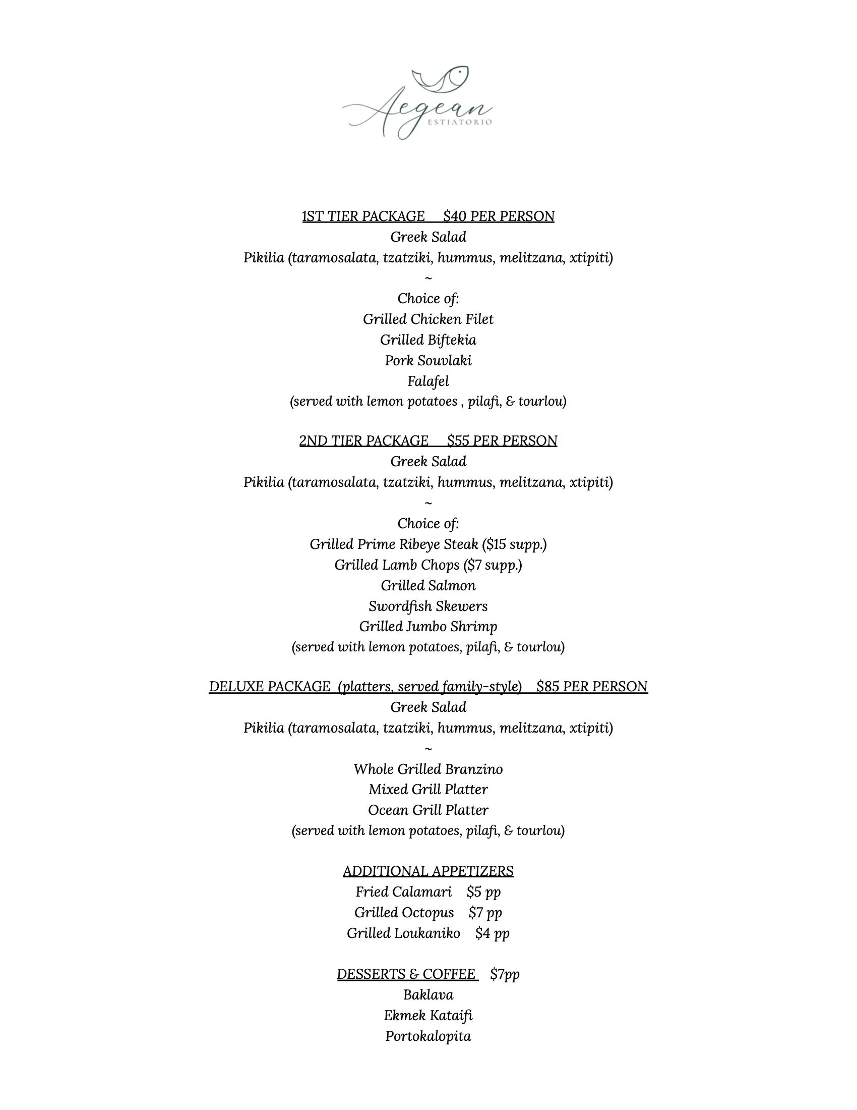 Menu — Egeo Estiatorio