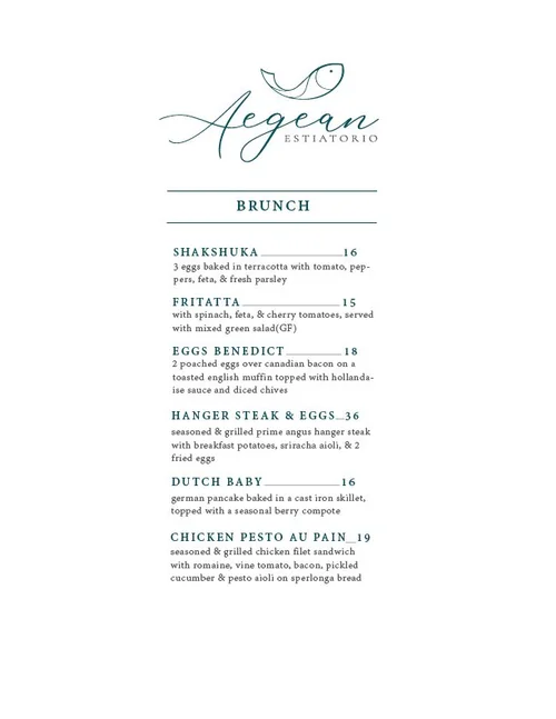 Menu — Egeo Estiatorio
