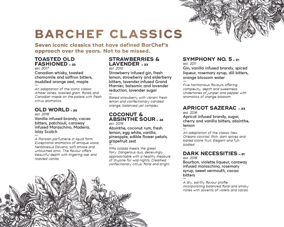 MENU — BarChef