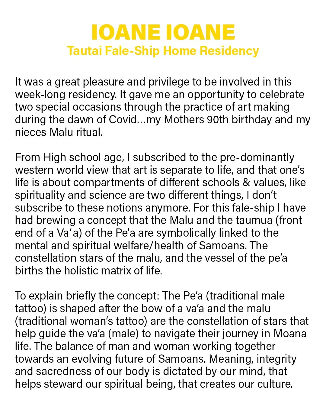 Ioane Ioane — Tautai Pacific Arts Trust