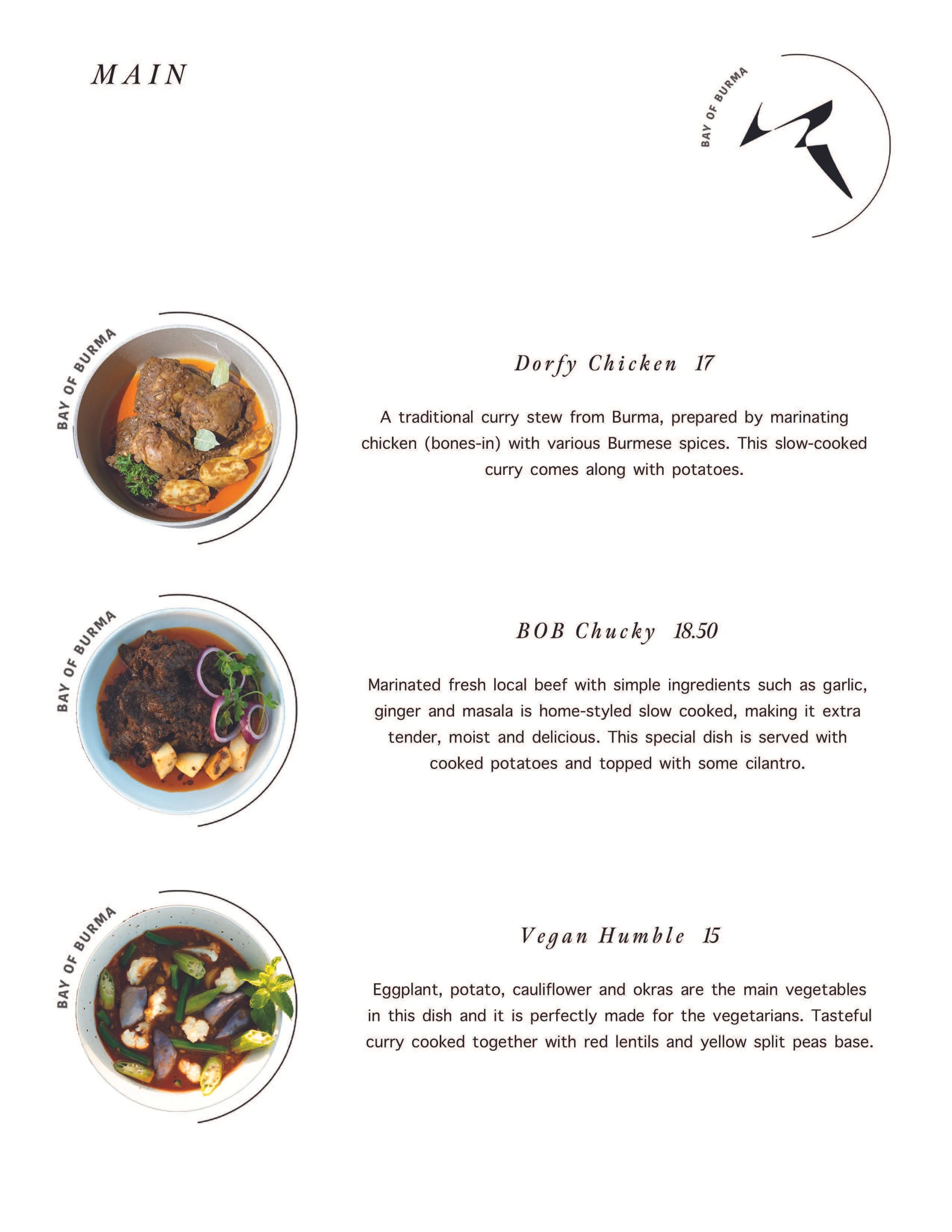 Menu — BAY OF BURMA