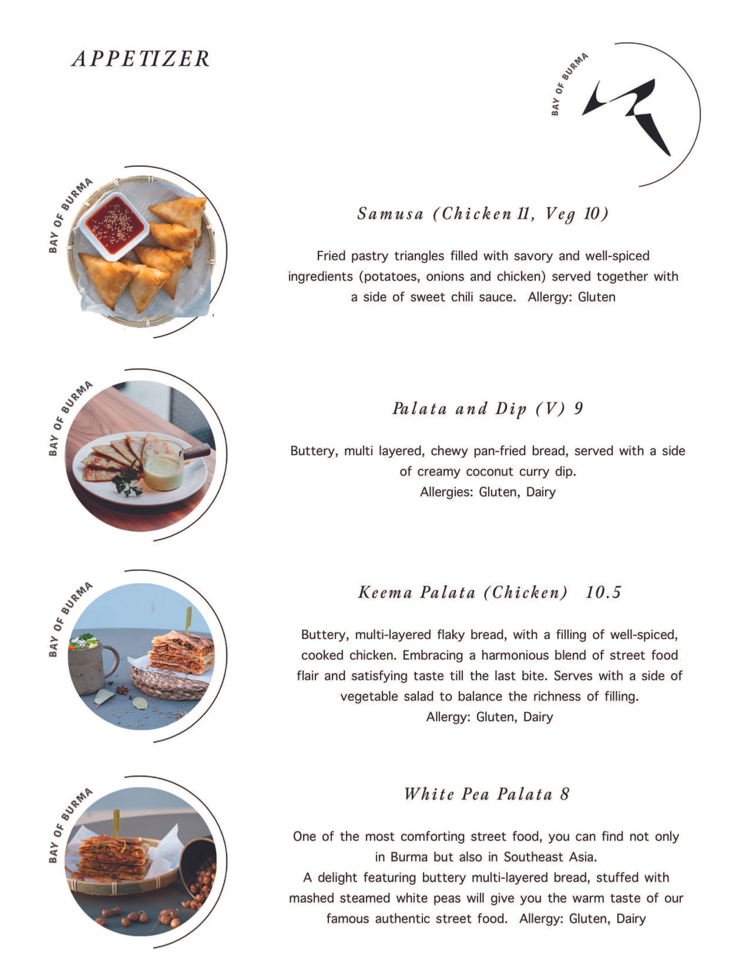 Menu — BAY OF BURMA