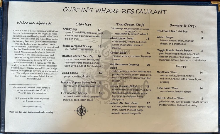 Menu — Curtin's Wharf Restaurant at Curtin Marina