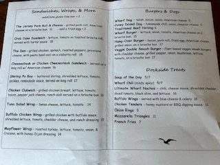 Menu — Curtin's Wharf Restaurant at Curtin Marina