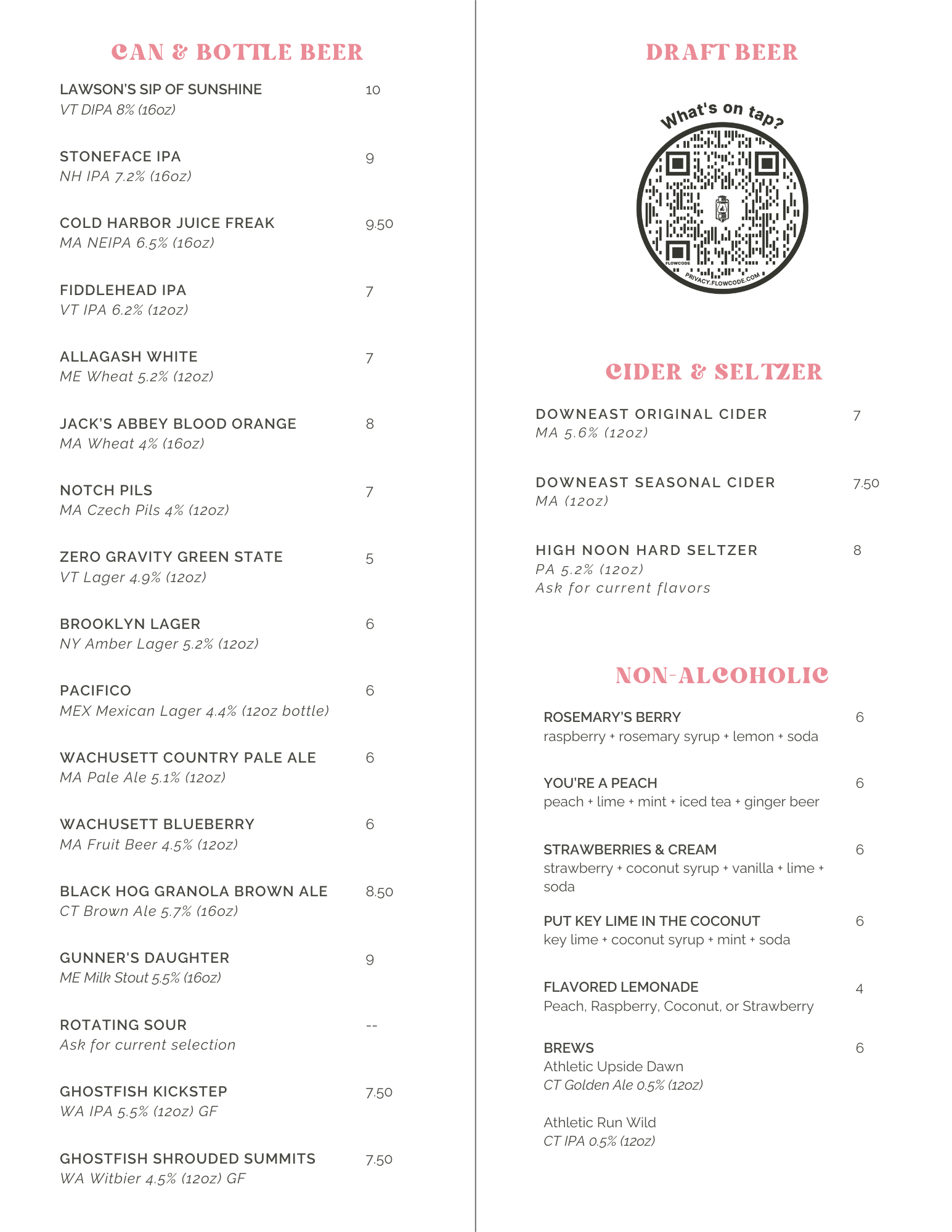 Menu — The Barn Princeton