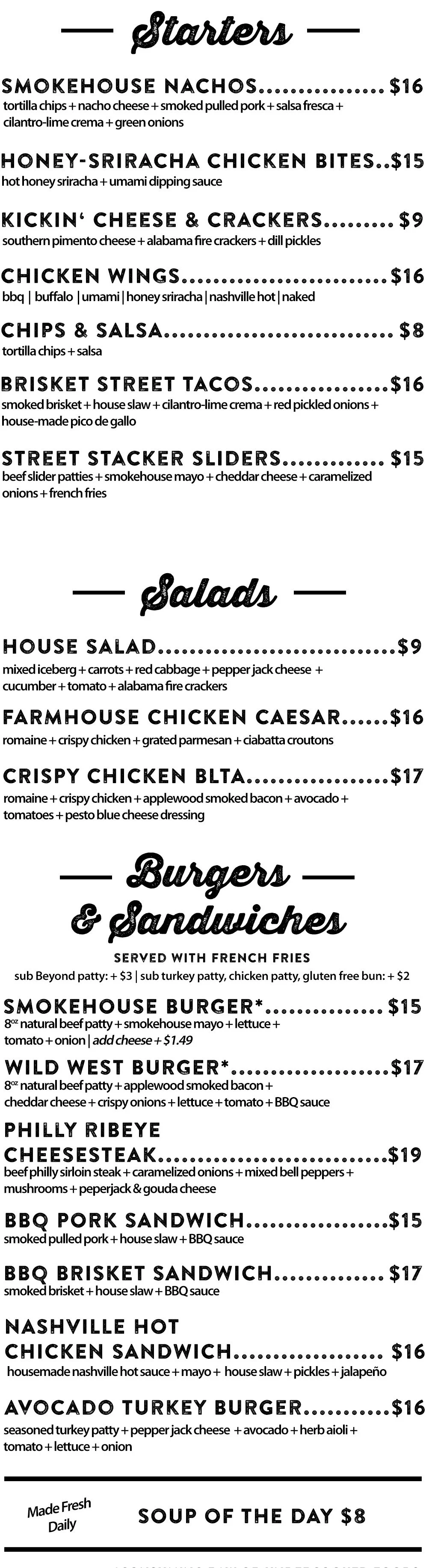 Dinner Menu — Steel Creek | Country Lives Here