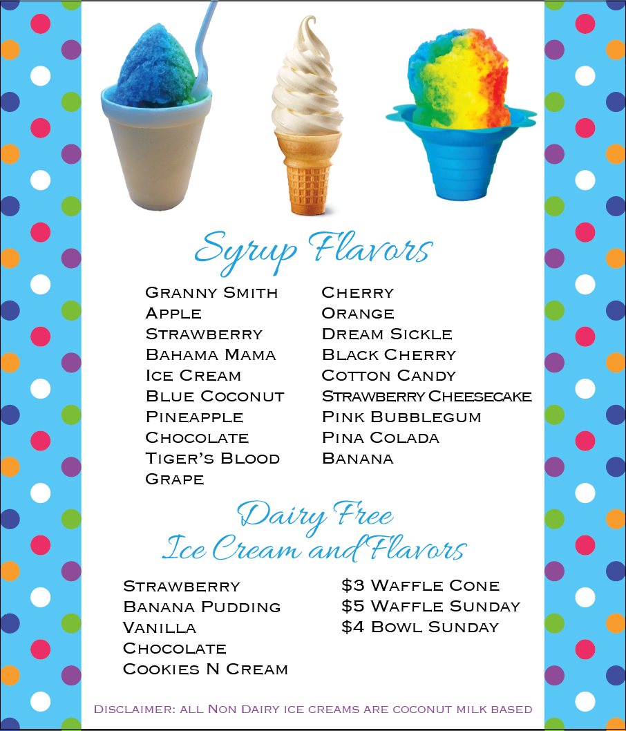 Menu — Queen snowballs