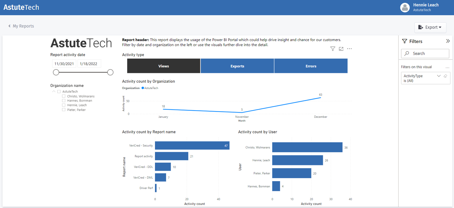 White Label Power BI Report Portal - AstuteTech - Database Administration, Cloud Database ...