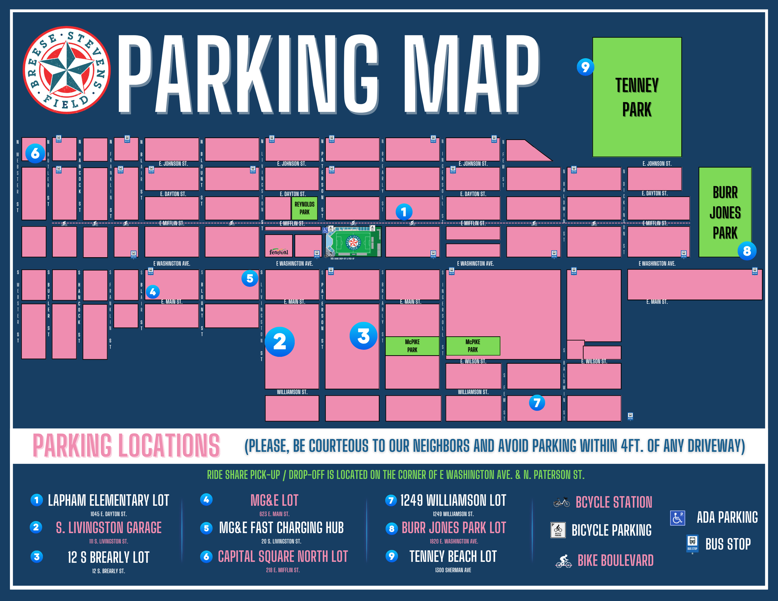 Directions, Parking, Madison Metro — Breese Stevens Field