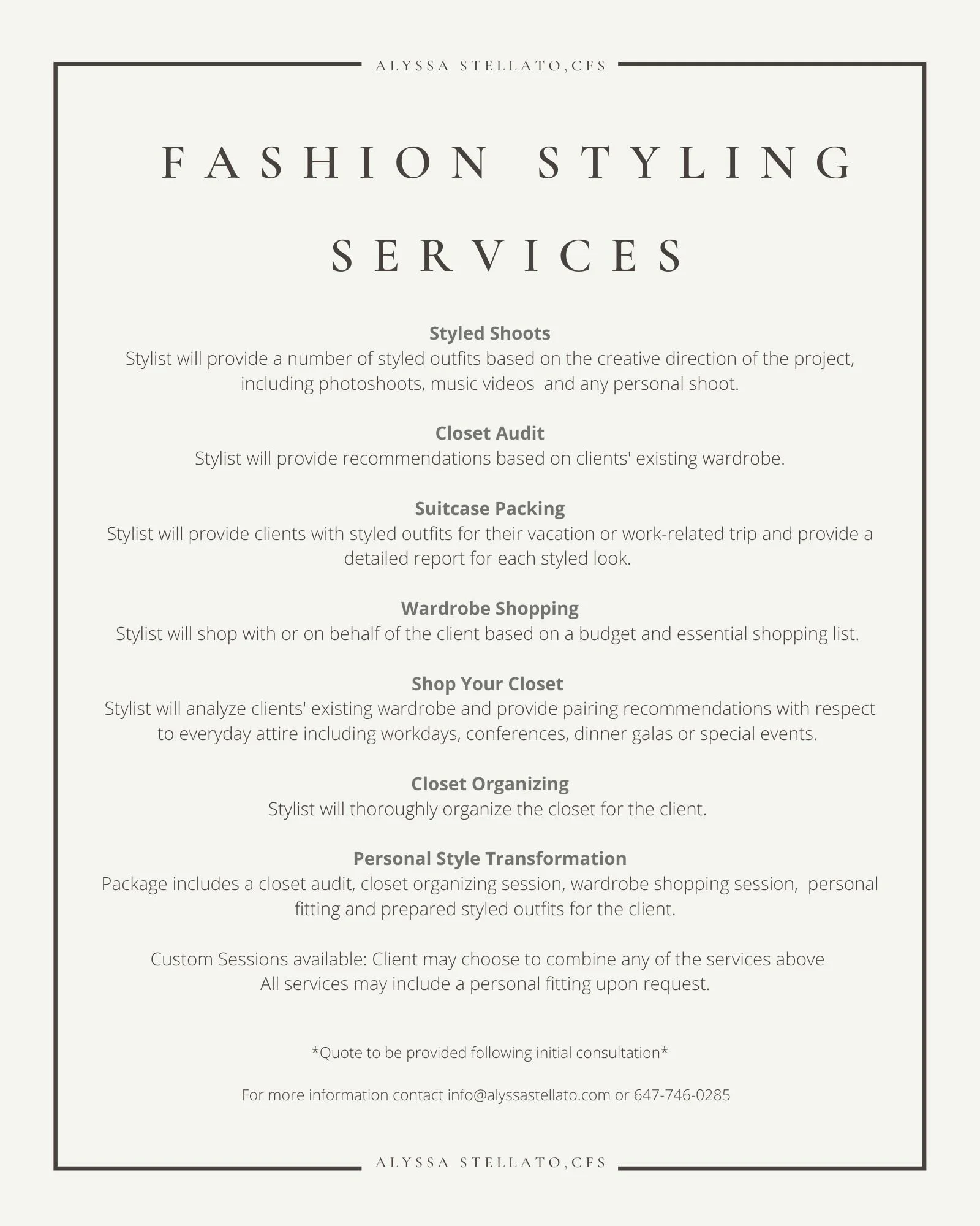 ALYSSA STELLATO - FASHION STYLIST