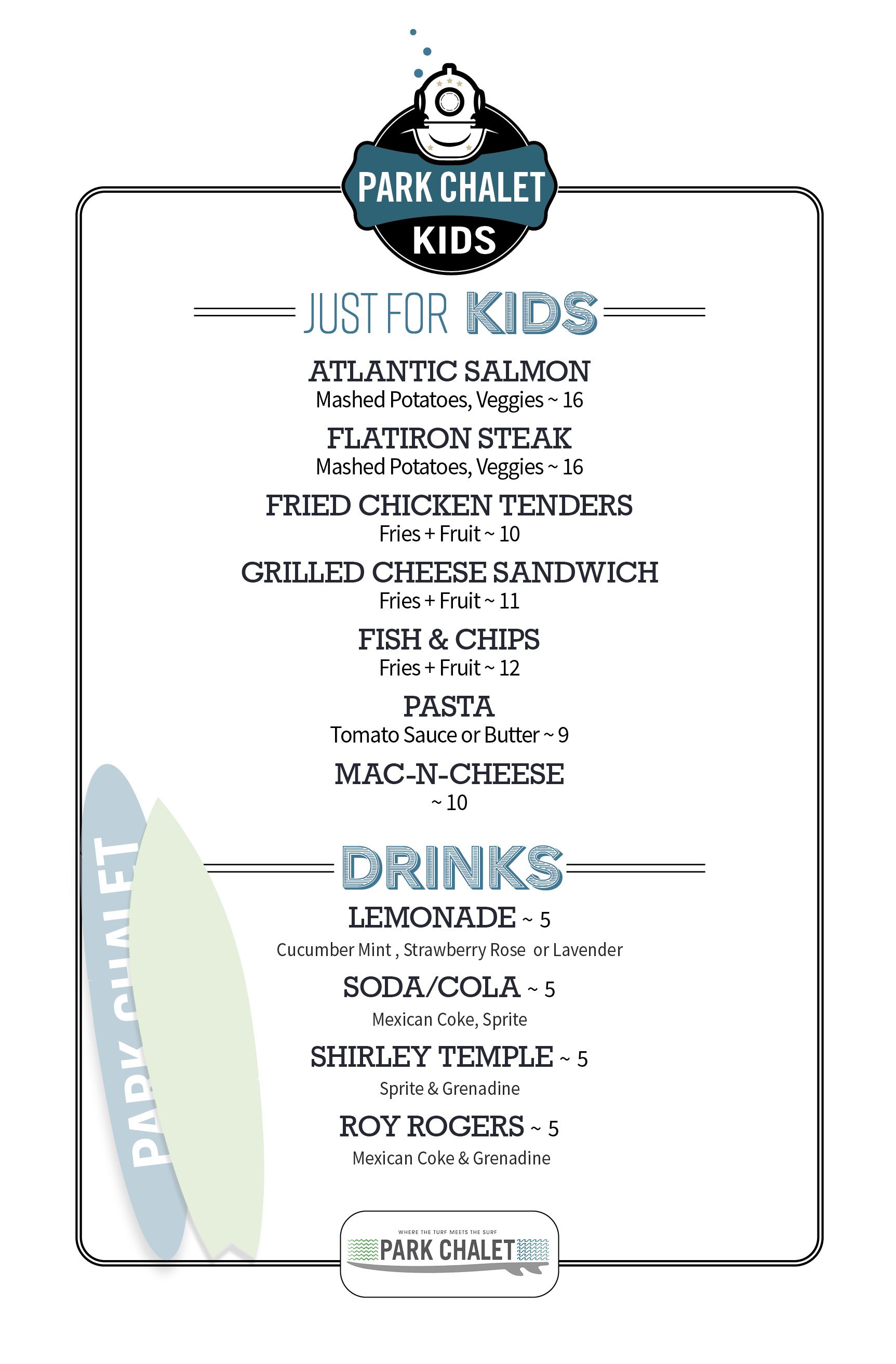 Kids Menu | Enjoy Kids Menu - Book Your Visit — Park Chalet