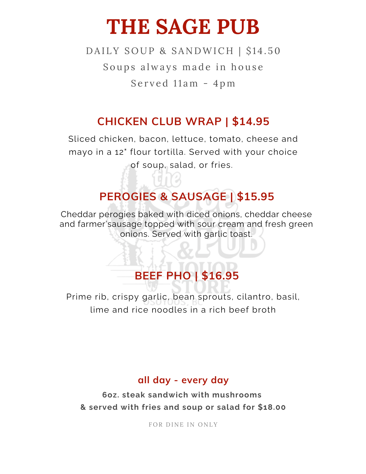 Weekly Features | Discover Weekly Deals – Visit Now — Sage Pub & Liquor ...