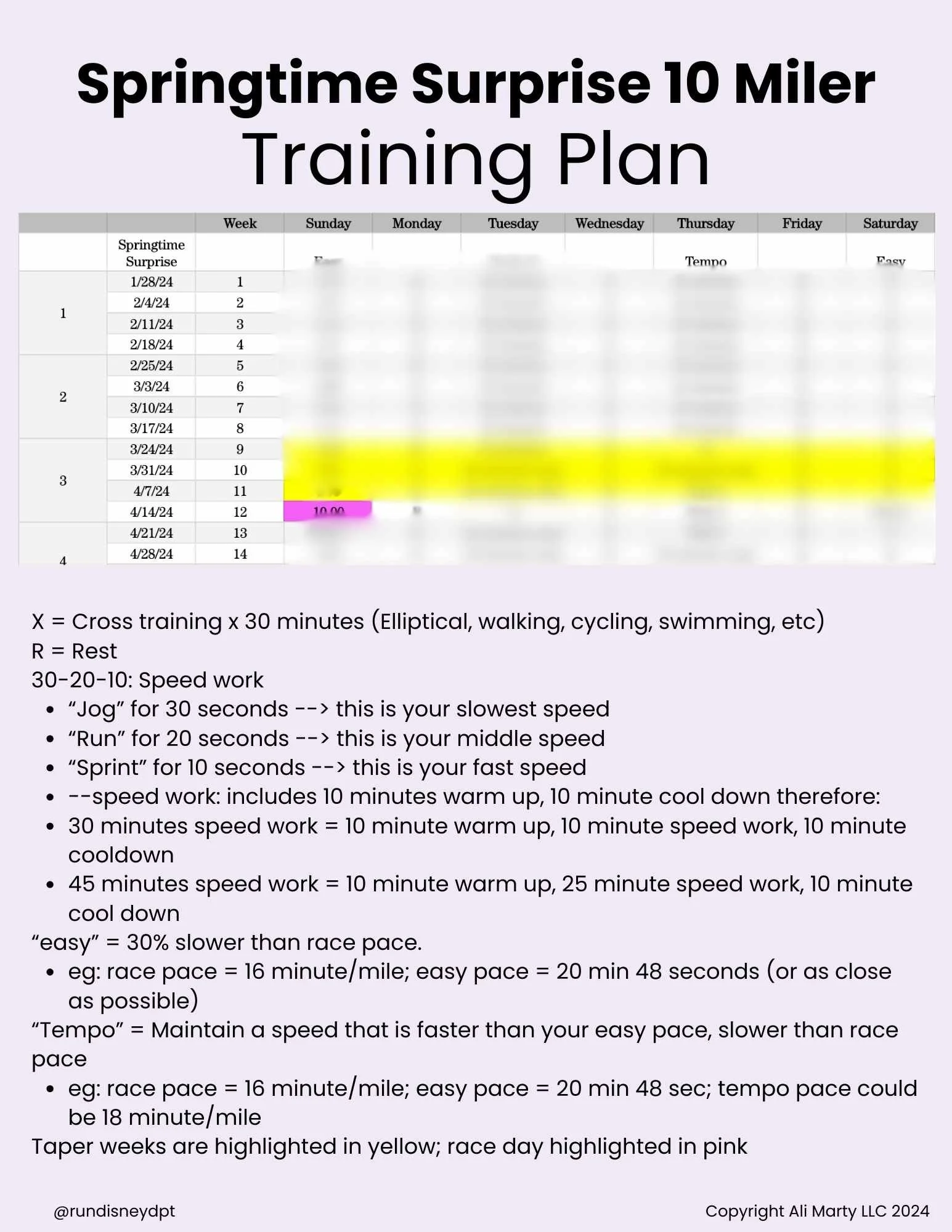 10 Mile Run Training Plan — runDisneyDPT