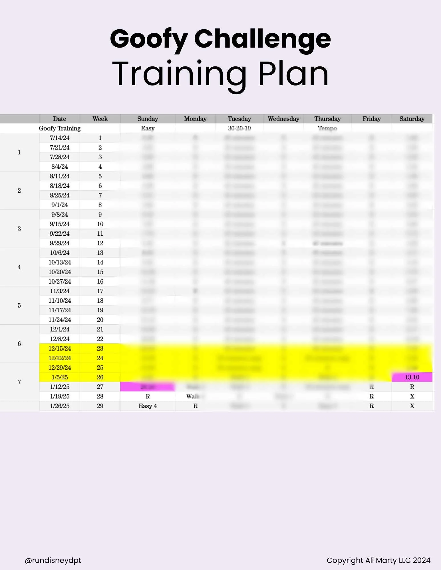 Disney Goofy Challenge Training Plan 2025 — runDisneyDPT