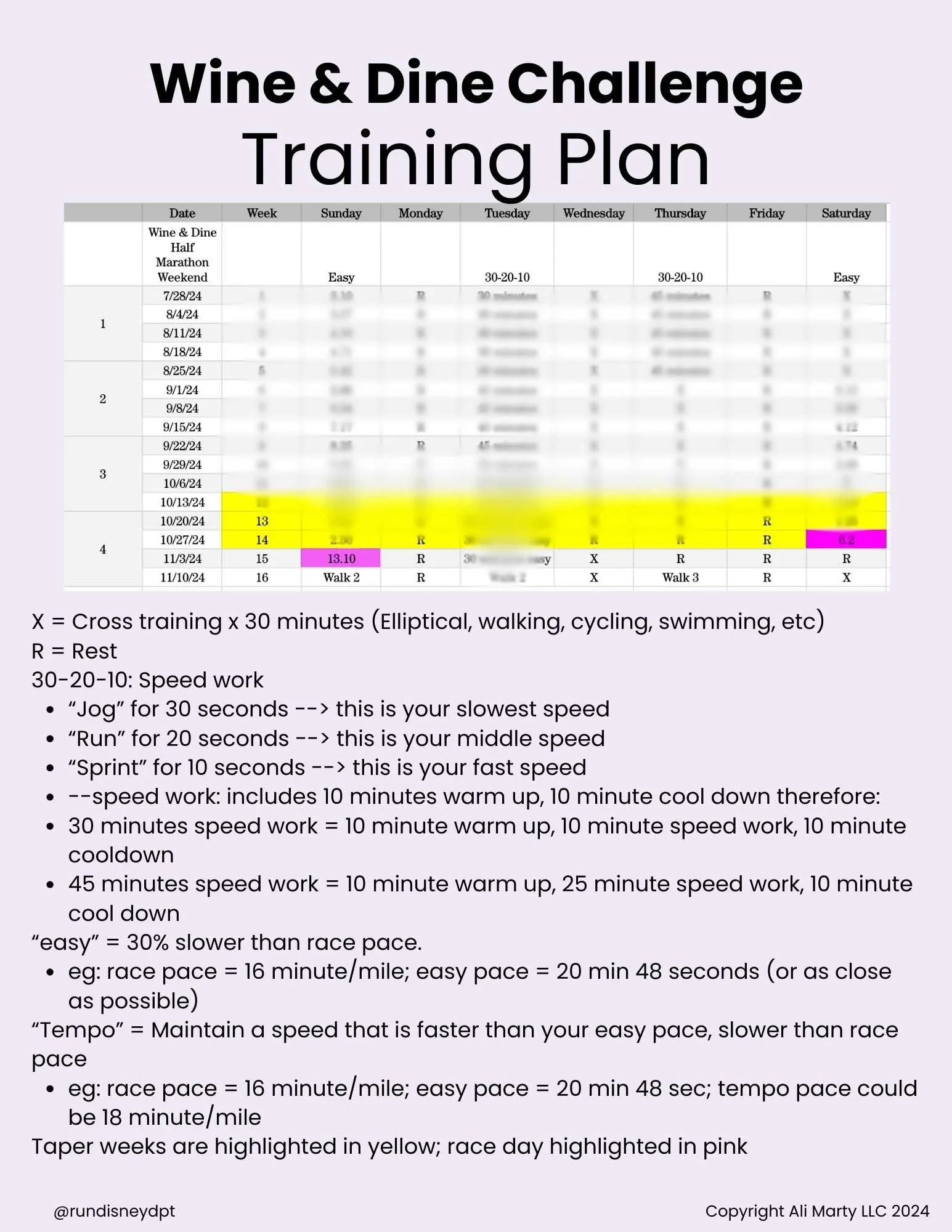 Wine and Dine Challenge Training Plan — runDisneyDPT