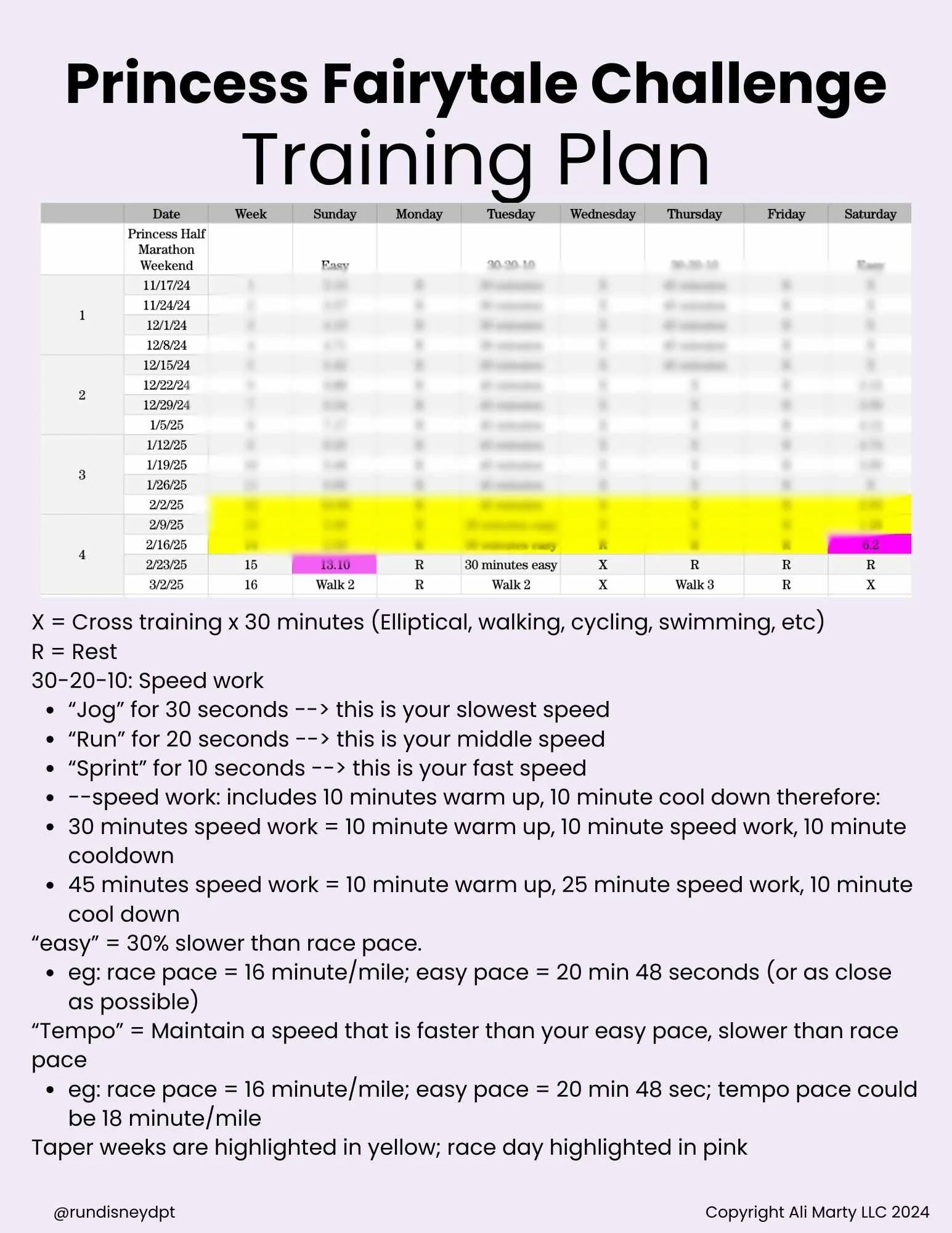 runDisney Fairy Tale Challenge Training Plan 2025 — runDisneyDPT
