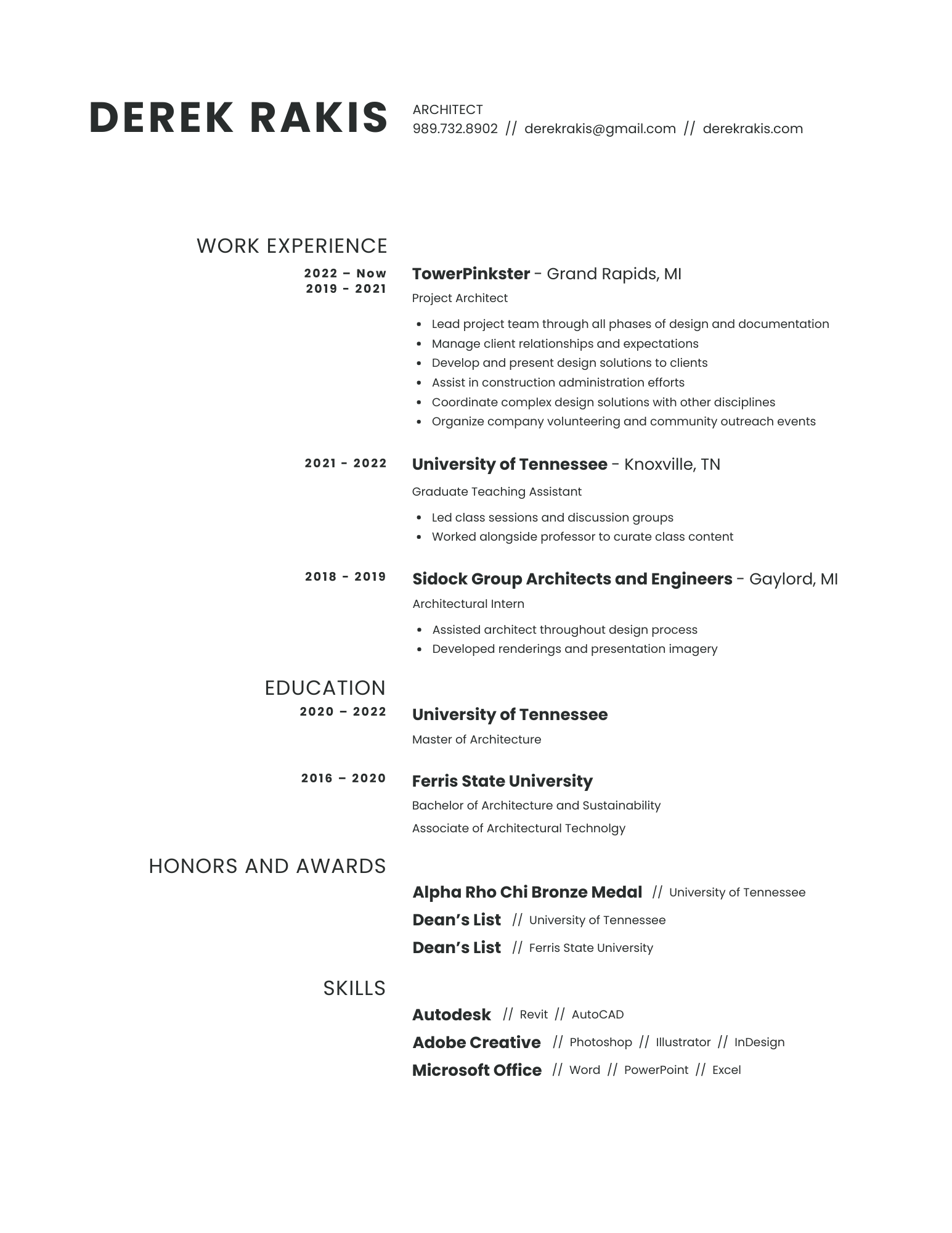Resume — DEREK RAKIS
