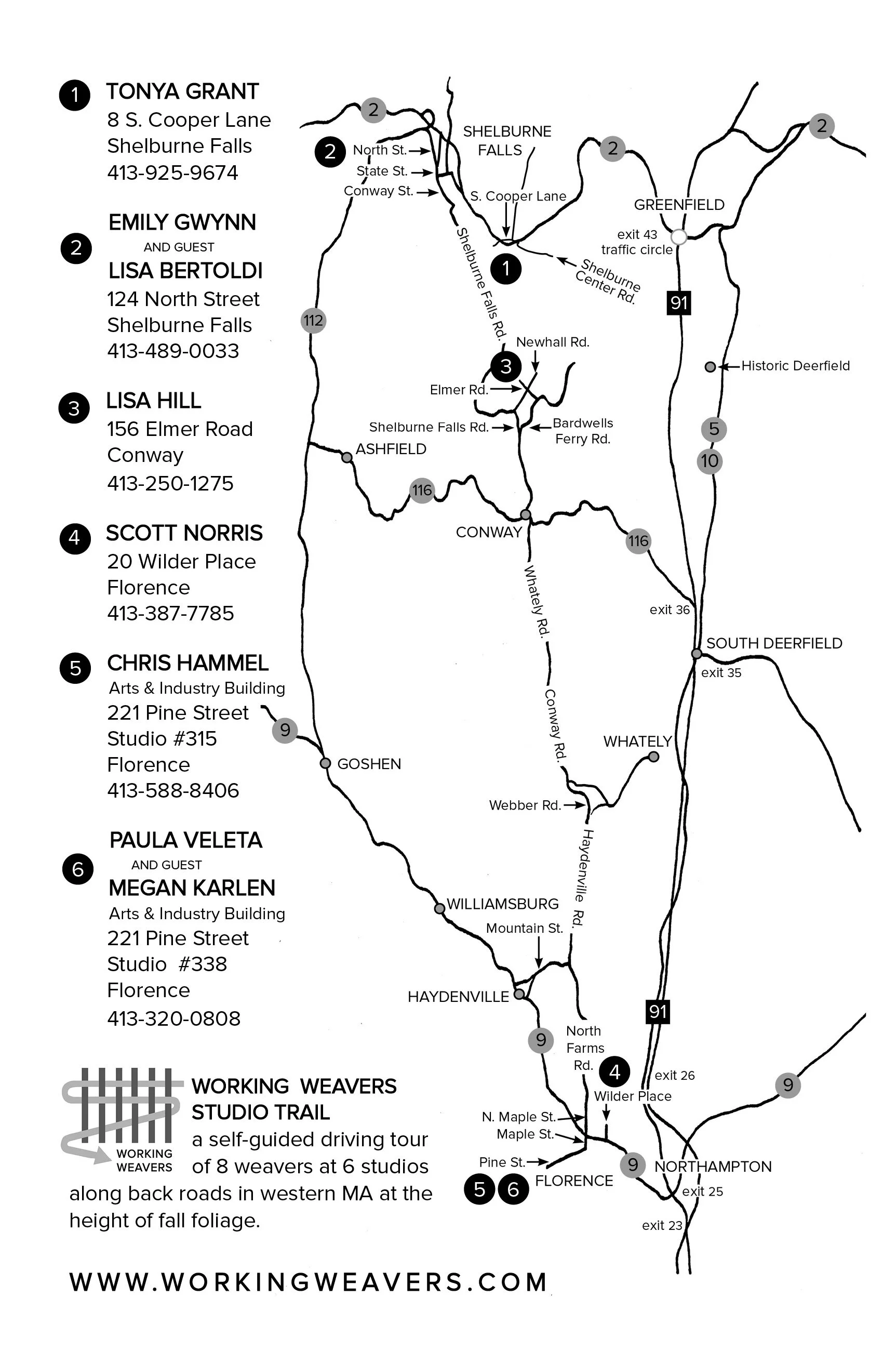 Map — Working Weavers Studio Trail