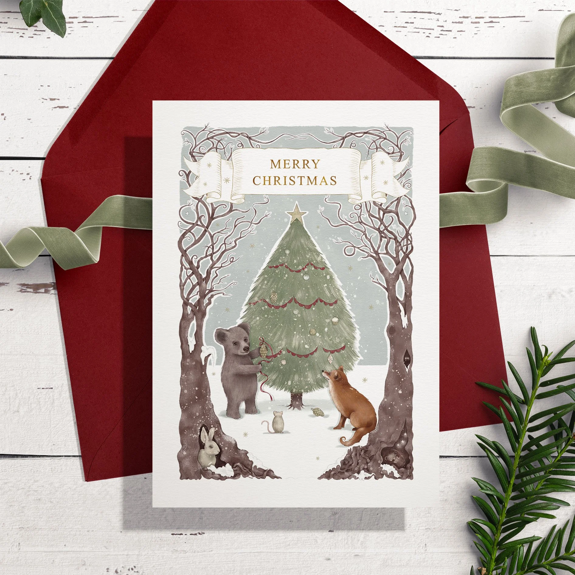 Magical Woodland Christmas collection of cards & gift wrap.