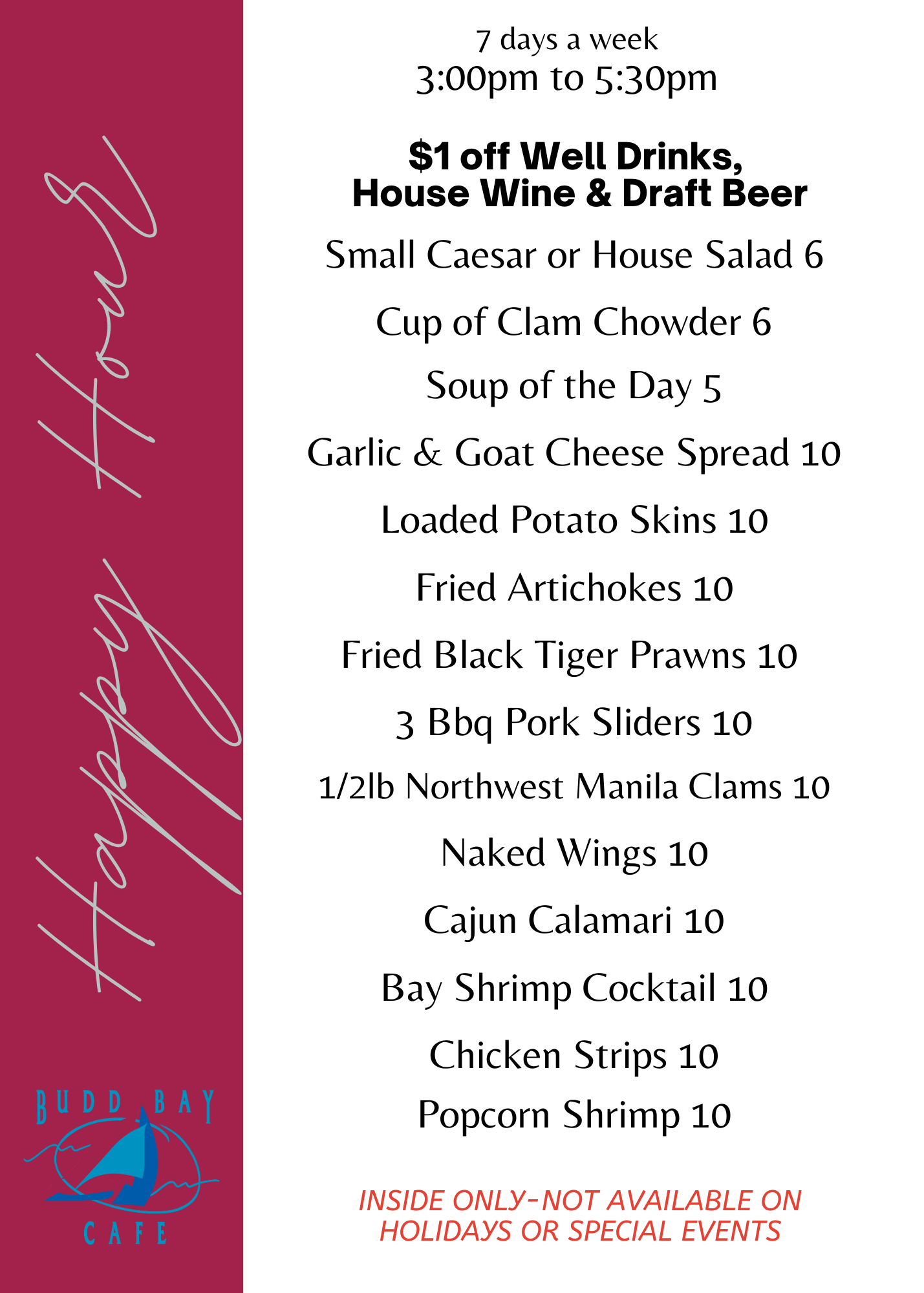 Happy Hour - Percival Landing - Budd Bay Cafe