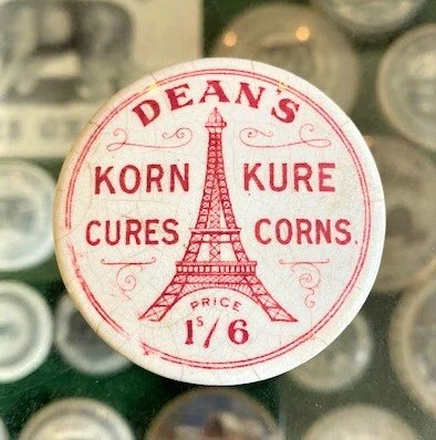 Antique Advertising Pot Lids — Antique apothecary and pot lid