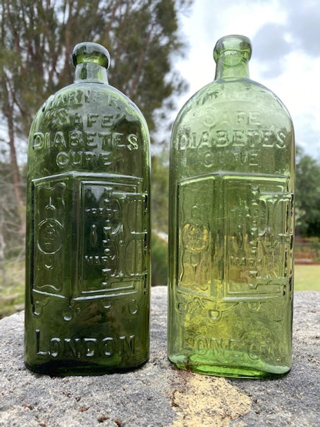 Warner's Safe Cure Bottles — Antique apothecary and pot lid