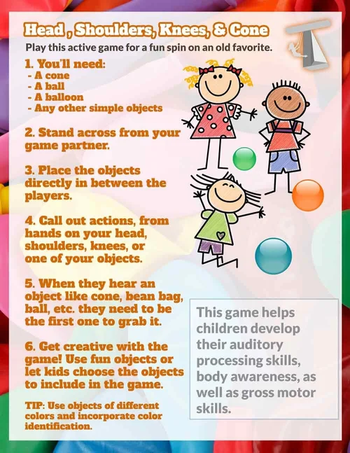 Head, Shoulders, Knees, and Cone Game — Tilton's Therapy for Tots
