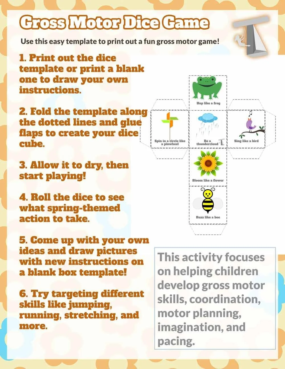 Gross Motor Dice Game — Tilton's Therapy for Tots