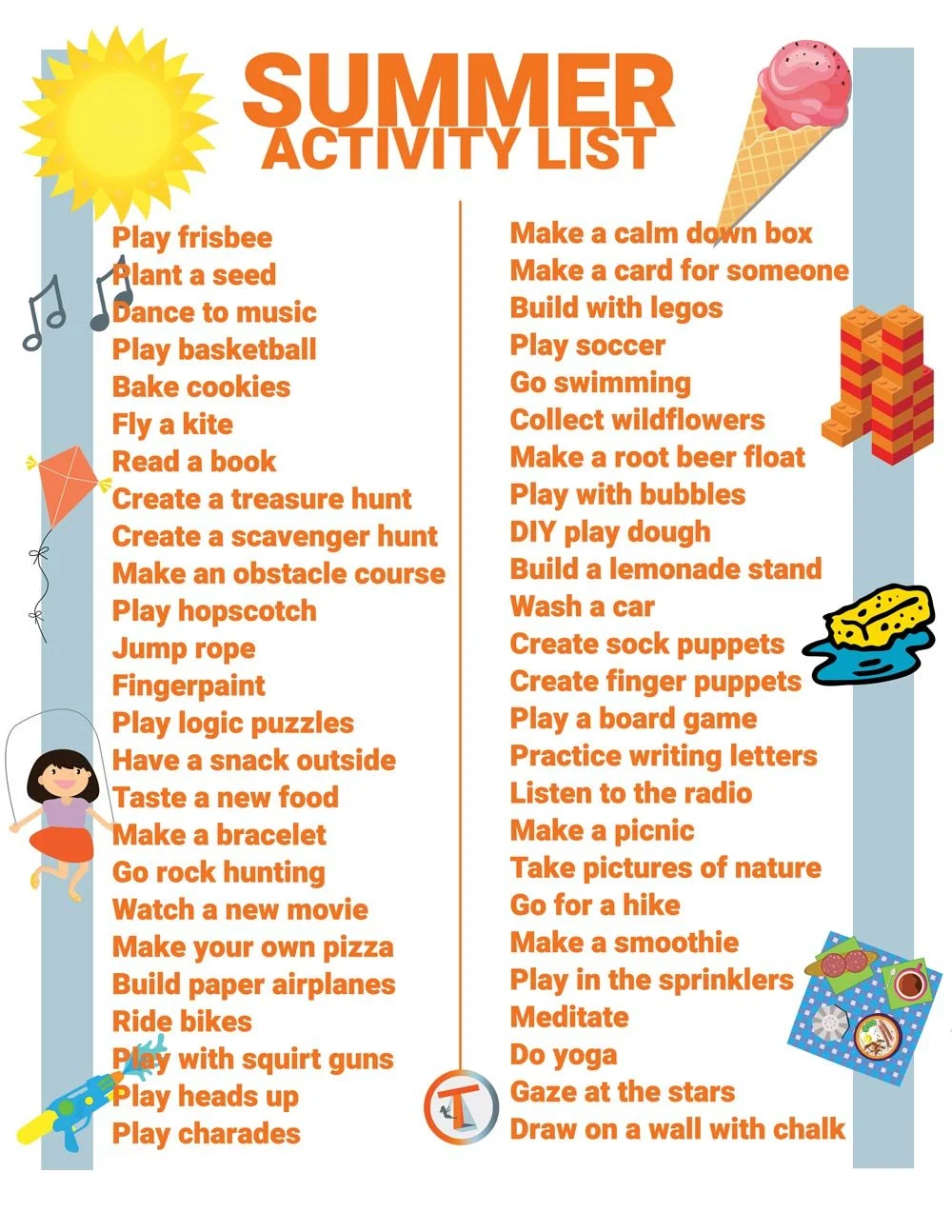 Summer Activity List — Tilton's Therapy for Tots