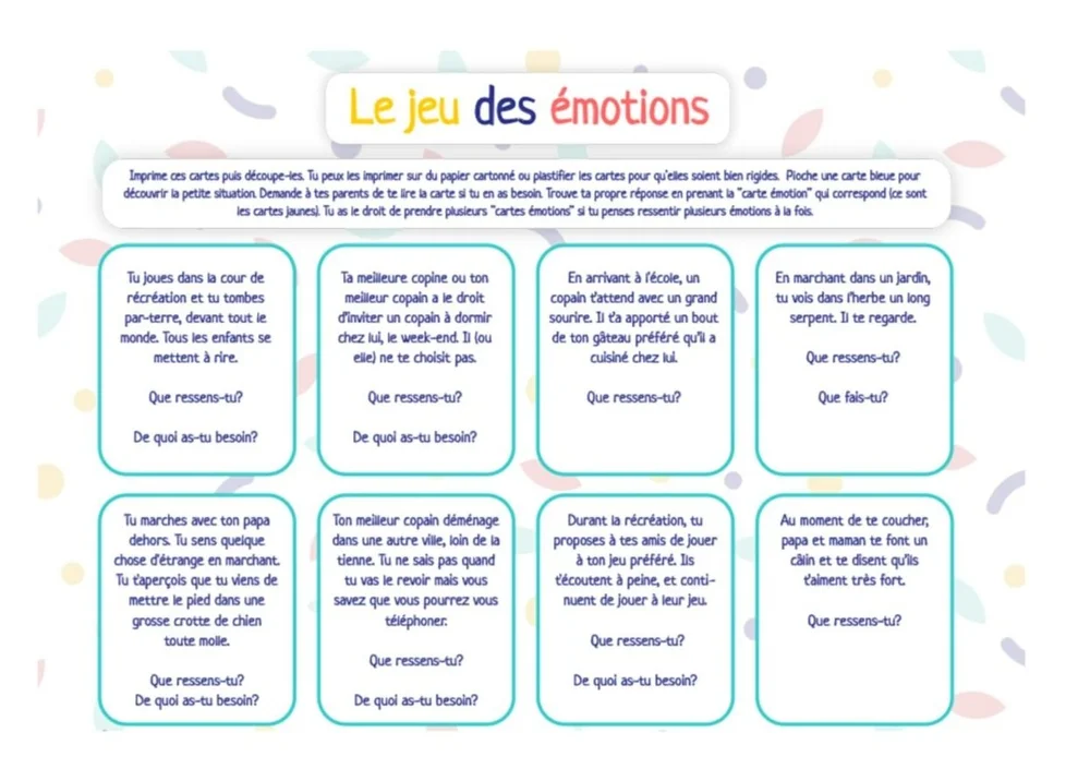 Jeu de Carte Émotions : Et toi, que ressens-tu quand ..? — Aide-moi à ...
