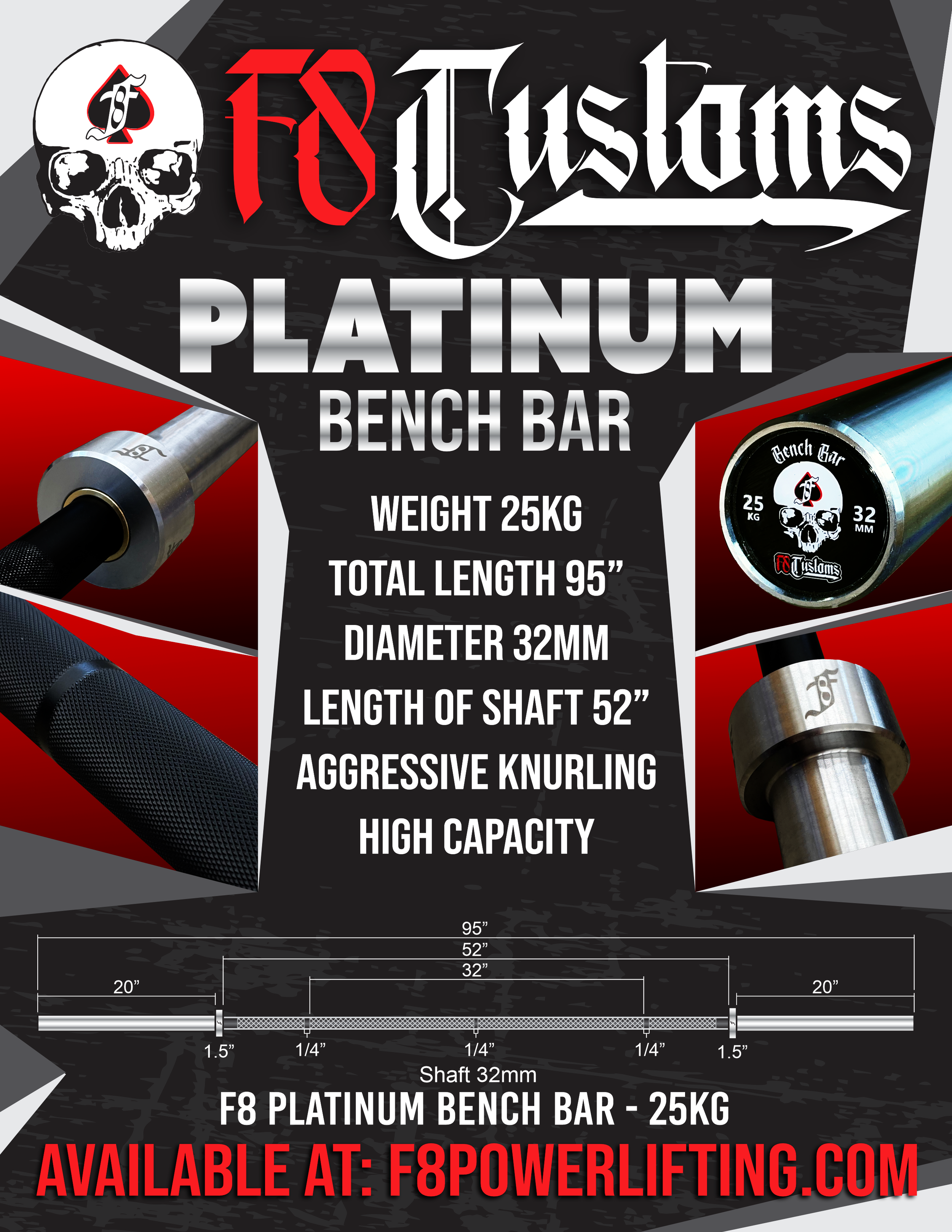 F8 Platinum Bench Bar — F8 CUSTOMS