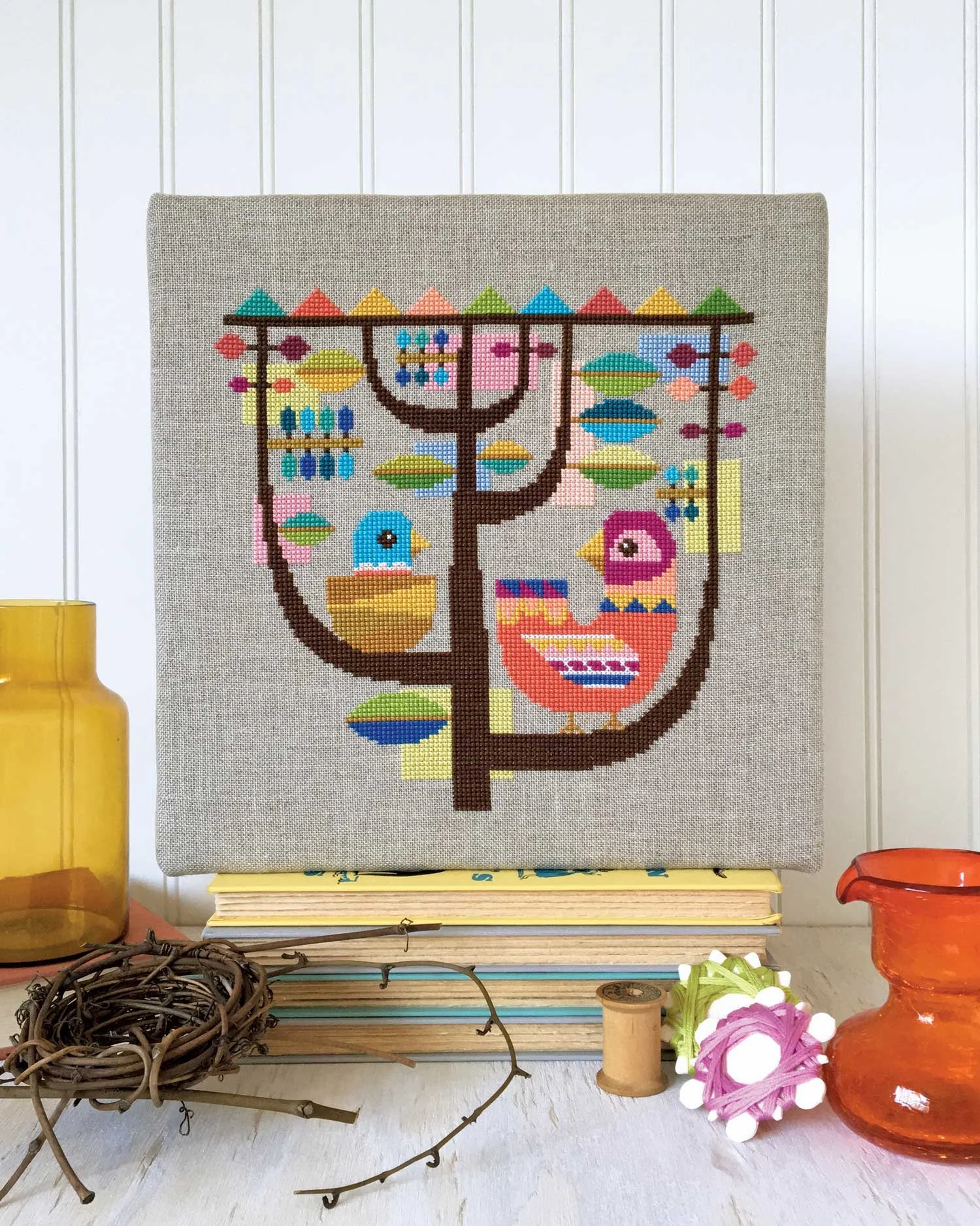 Folk Flowers - modern cross stitch pattern PDF — Satsuma Street
