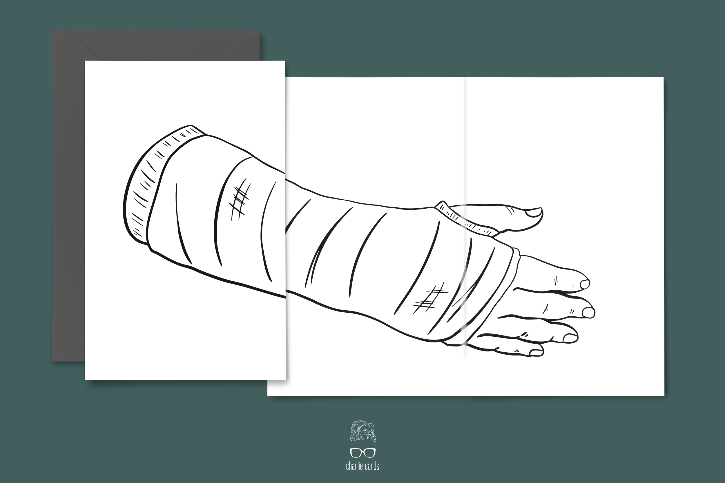 Arm In Cast — Charlie Cards