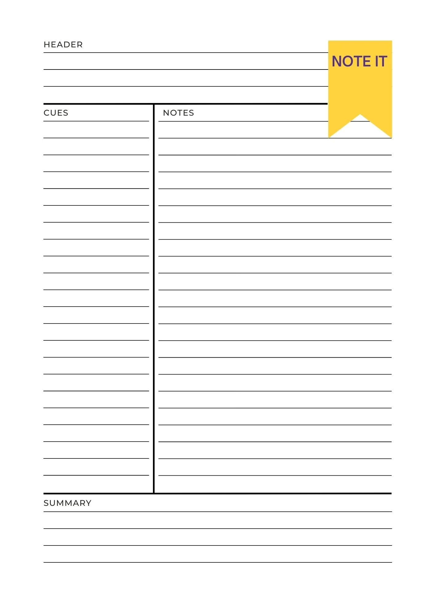 A4 Cornell Notetaking Templates — University Librarian