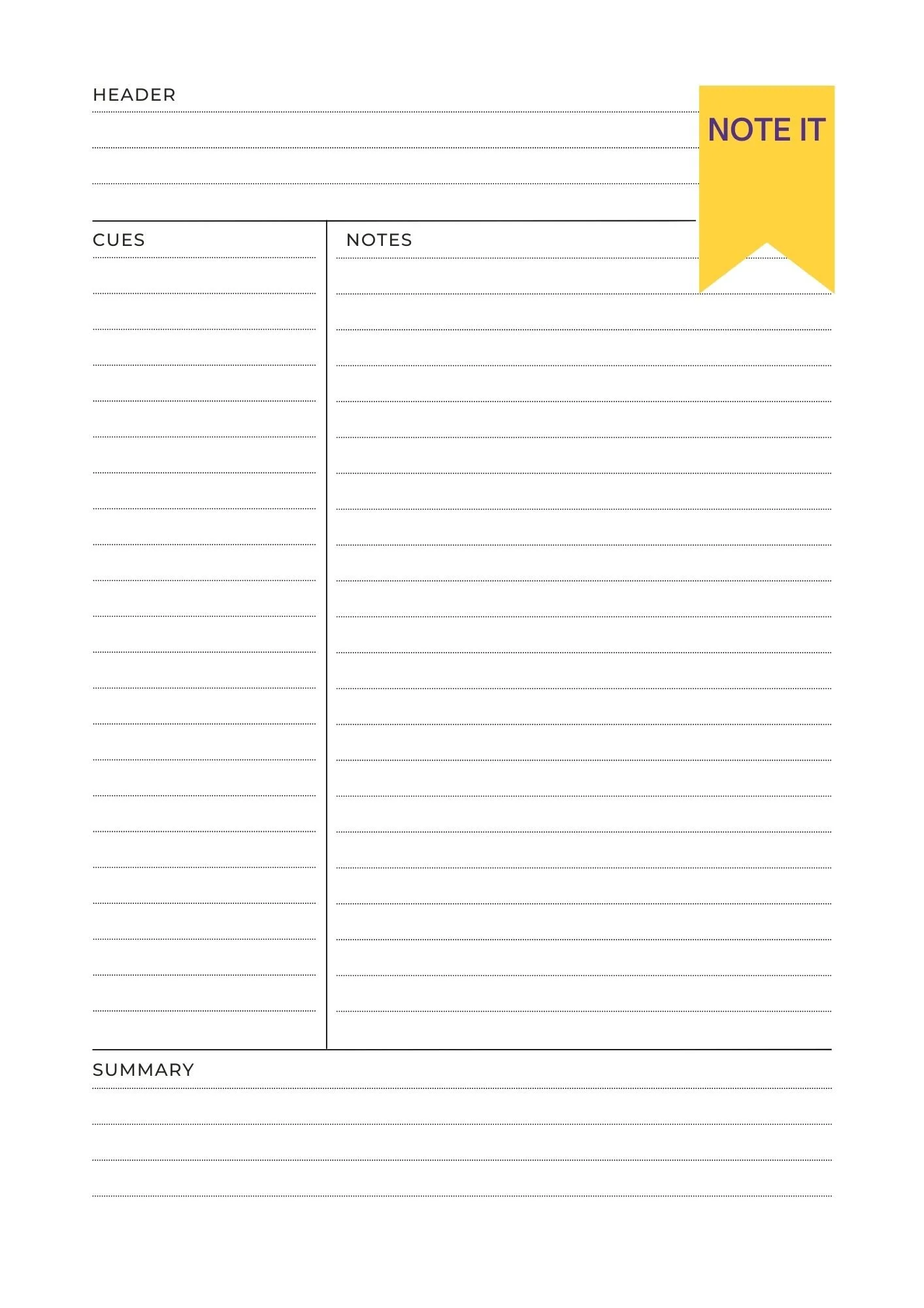 A4 Cornell Notetaking Templates — University Librarian