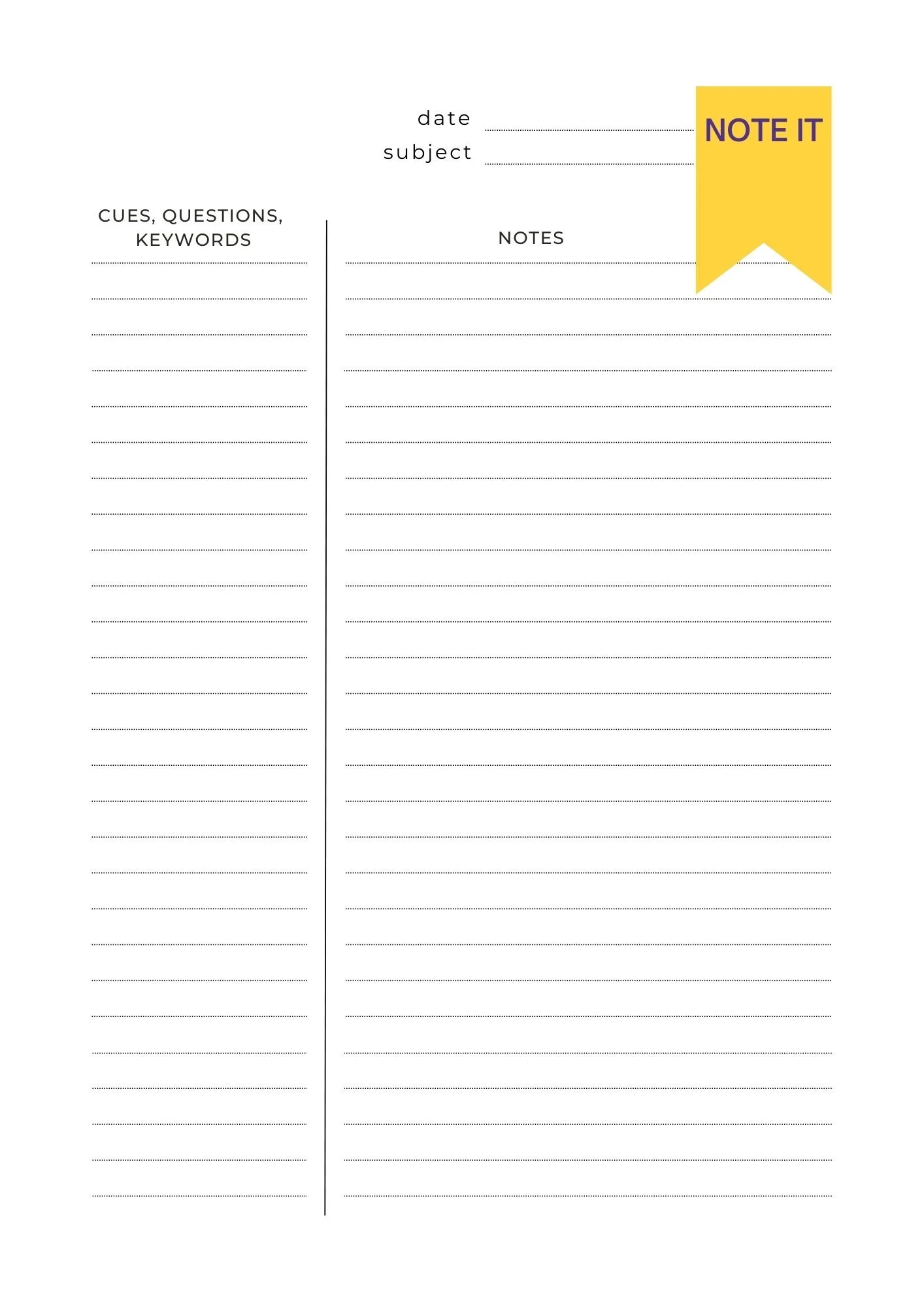 US Letter Split Page Notetaking Templates — University Librarian