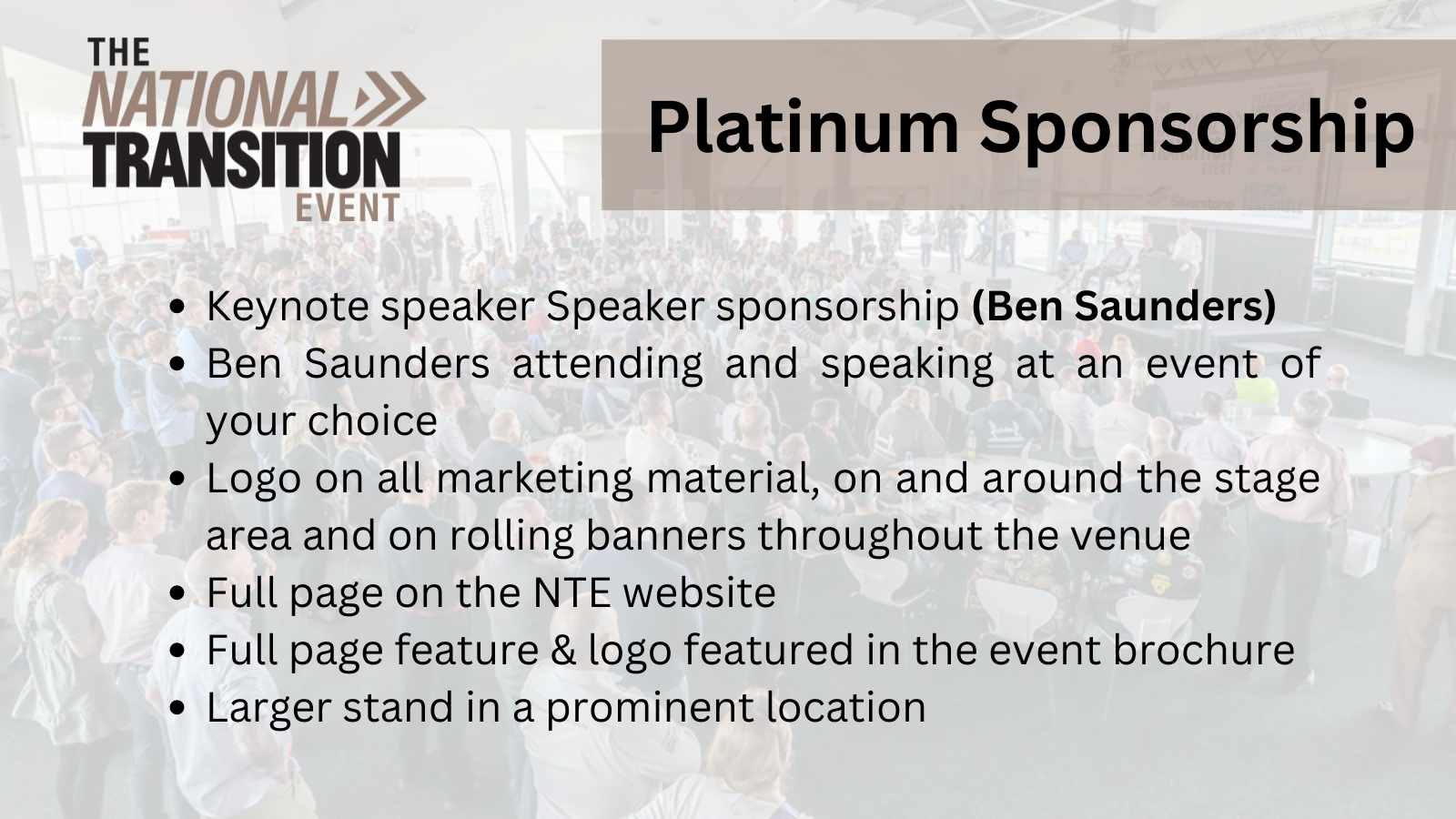 SPONSORSHIP — National Transition Event