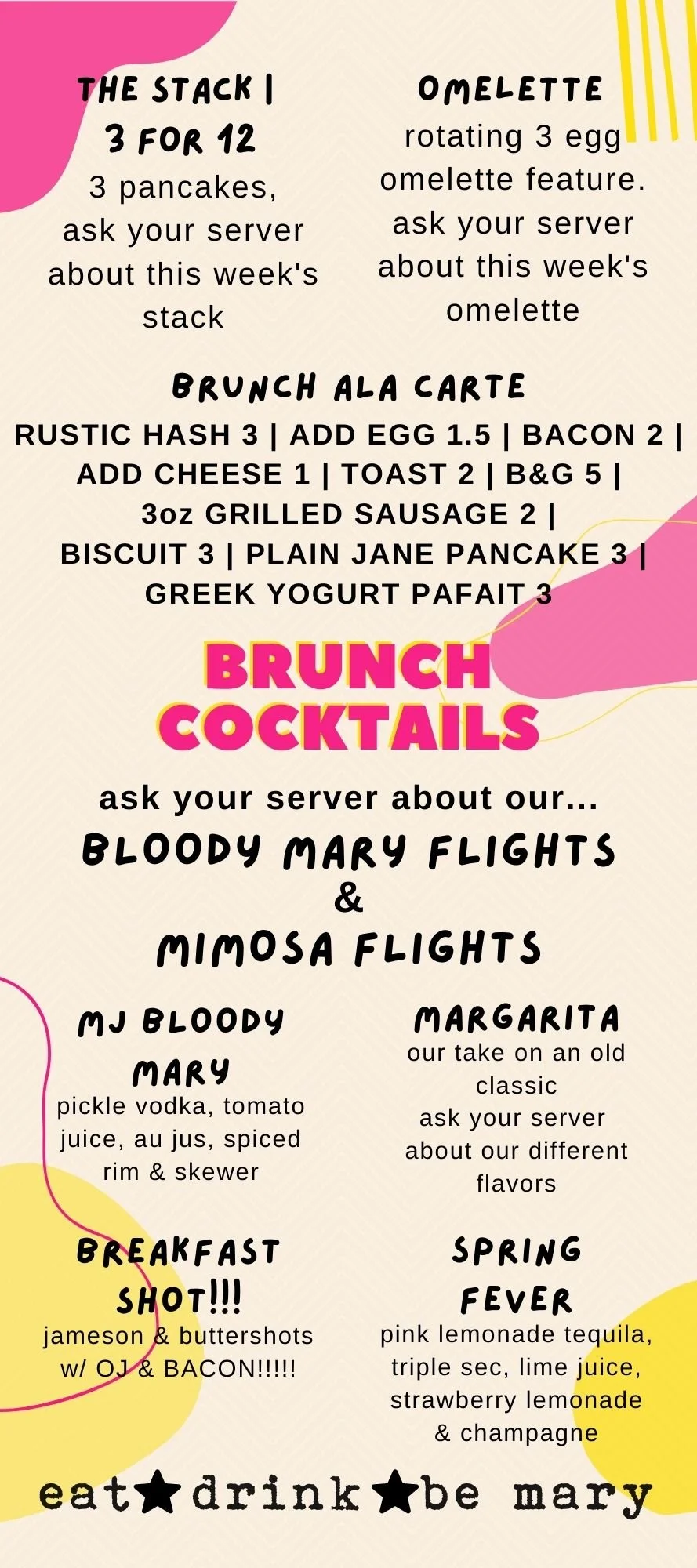 Menu — Mary Jane Burgers Brew