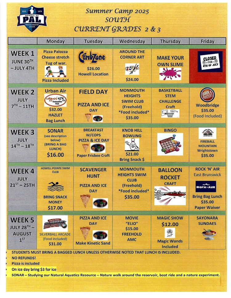 Howell PAL - Summer Camp — Howell Township Police Athletic League