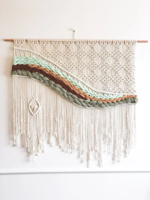 Macrame Landscape - Mountains and sea fiber art for the home by BC ...