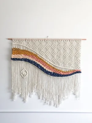 Macrame Landscape - Mountains and sea fiber art for the home by BC ...