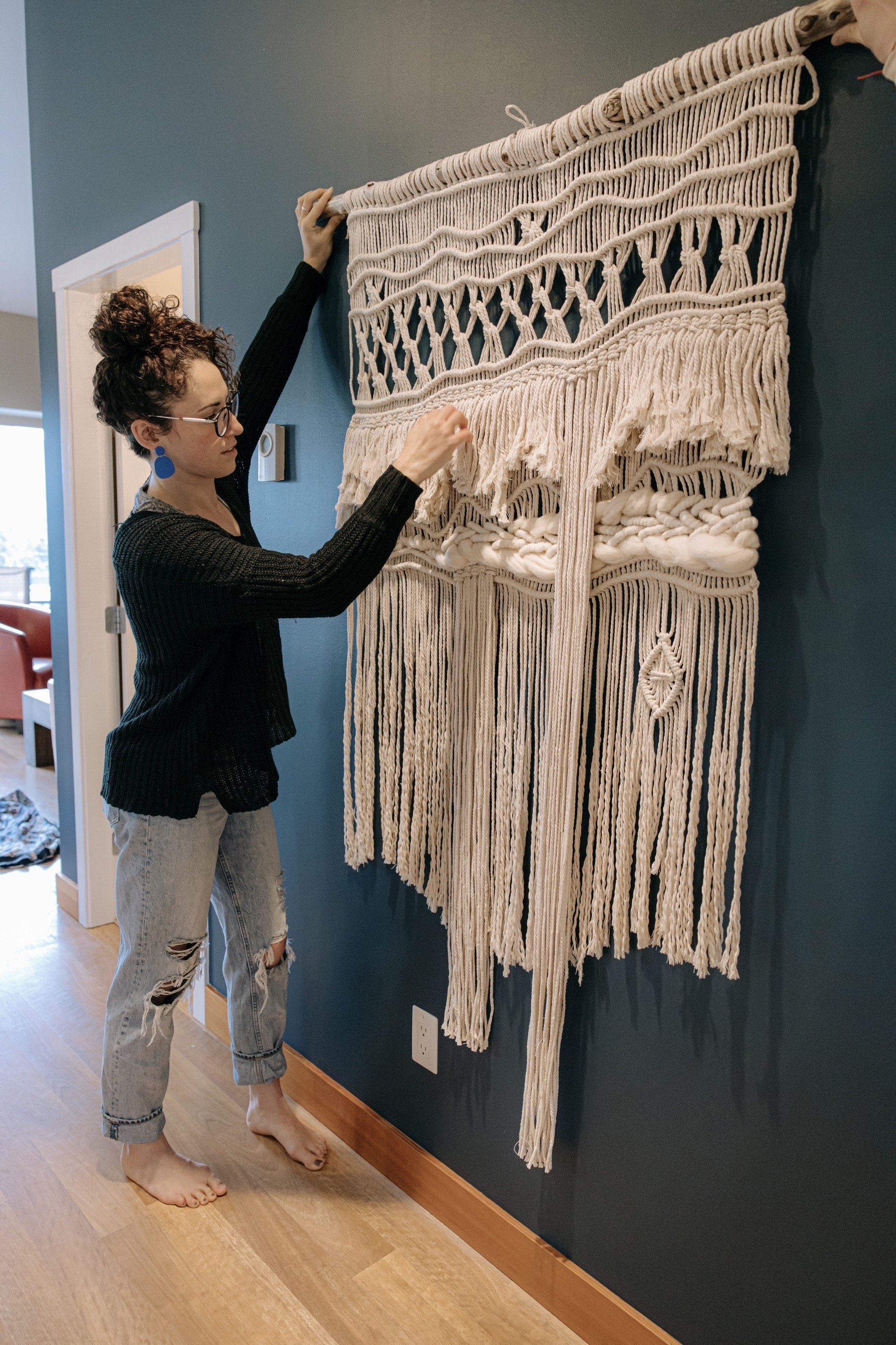 Macrame Landscape - Mountains and sea fiber art for the home by BC ...