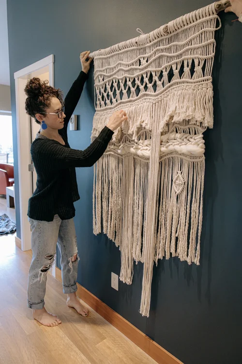 Macrame Landscape - Mountains and sea fiber art for the home by BC ...