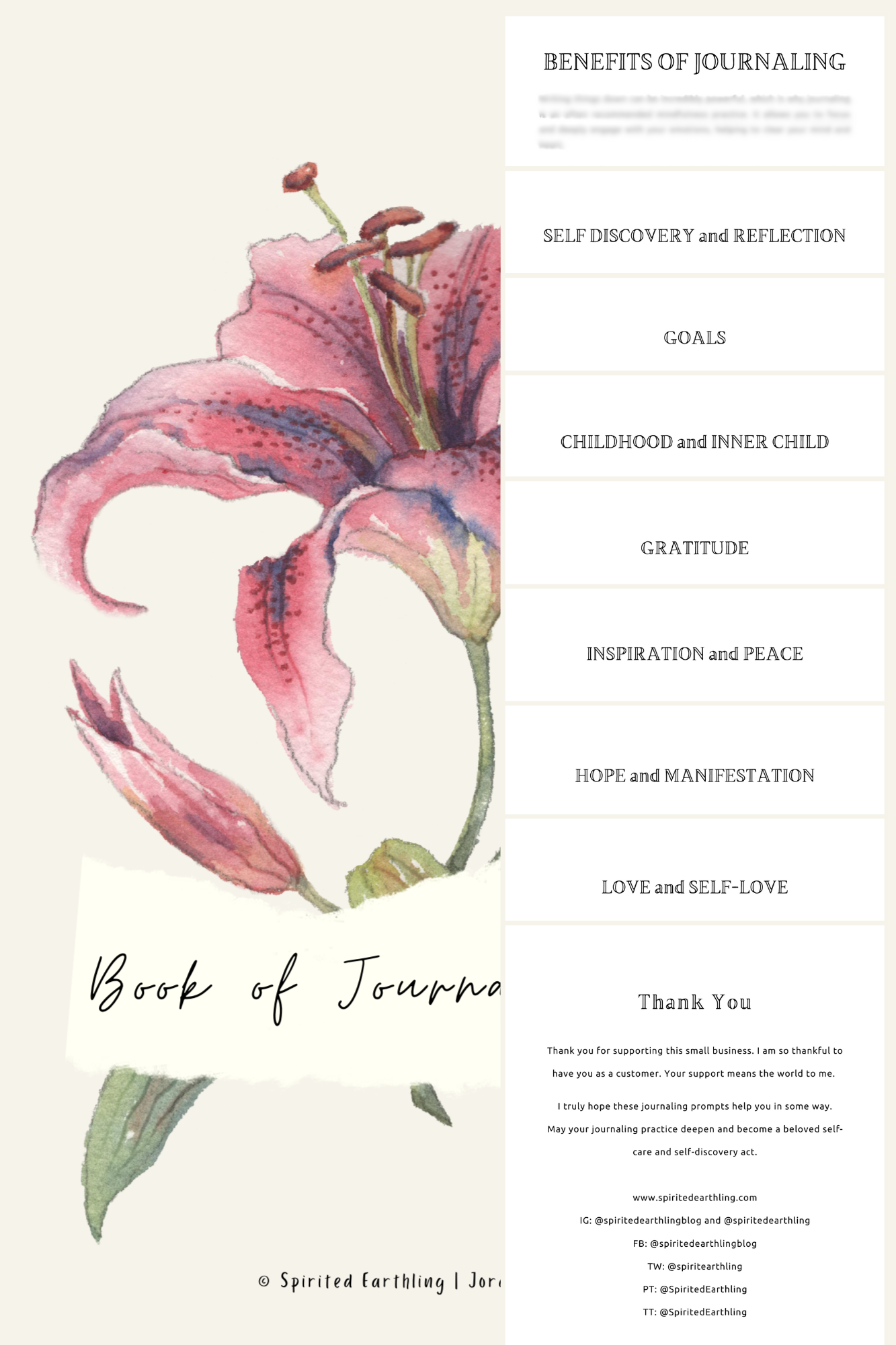 Book of Journal Prompts: Beginnings and Endings | Spirited Earthling