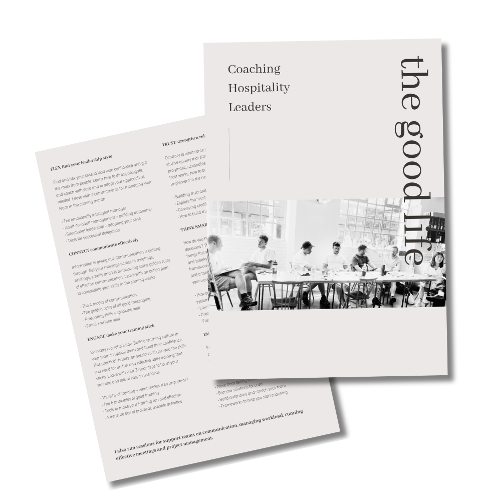 Brochure — The Good Life - Coaching Hospitality Leaders