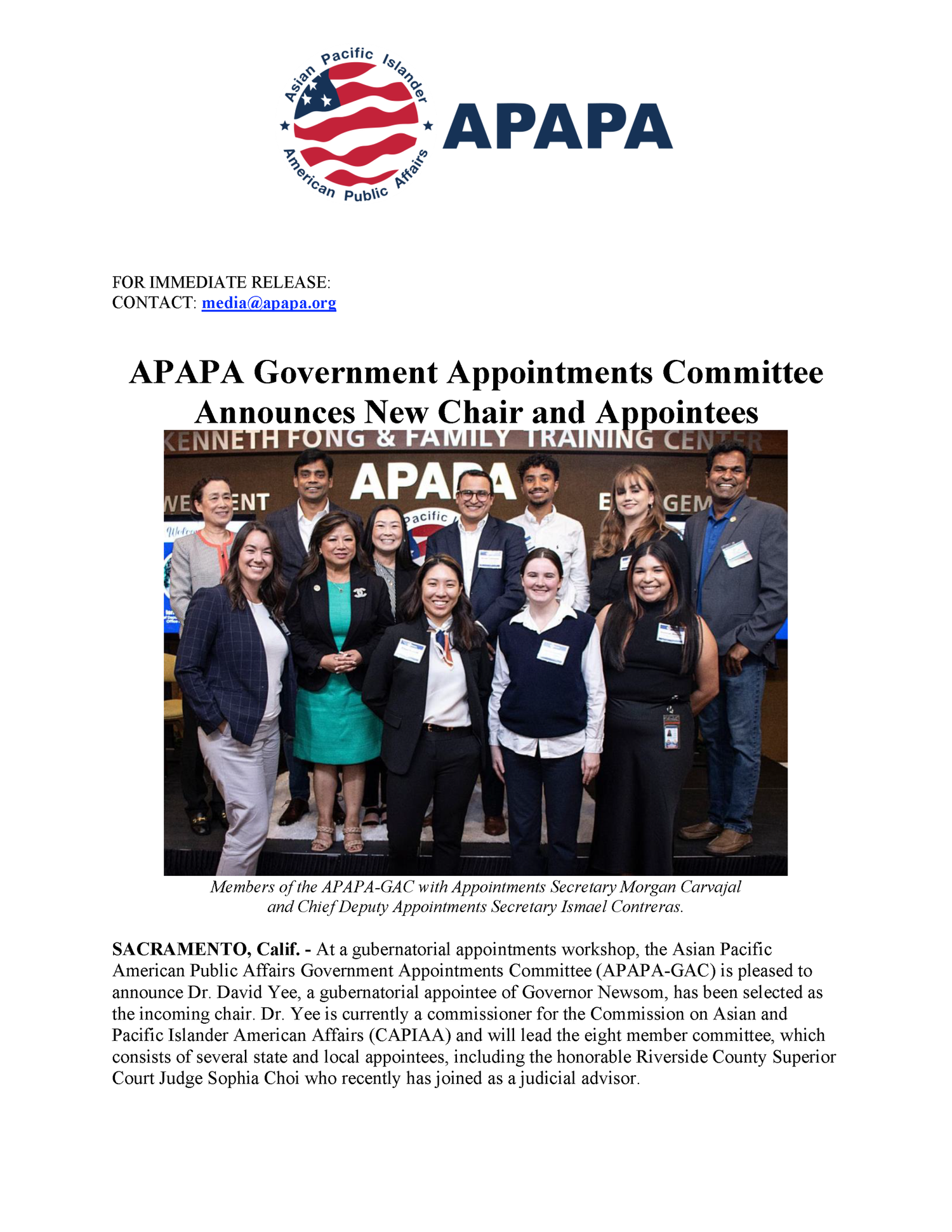 APAPA Government Appointments Committee Announces New Chair and ...