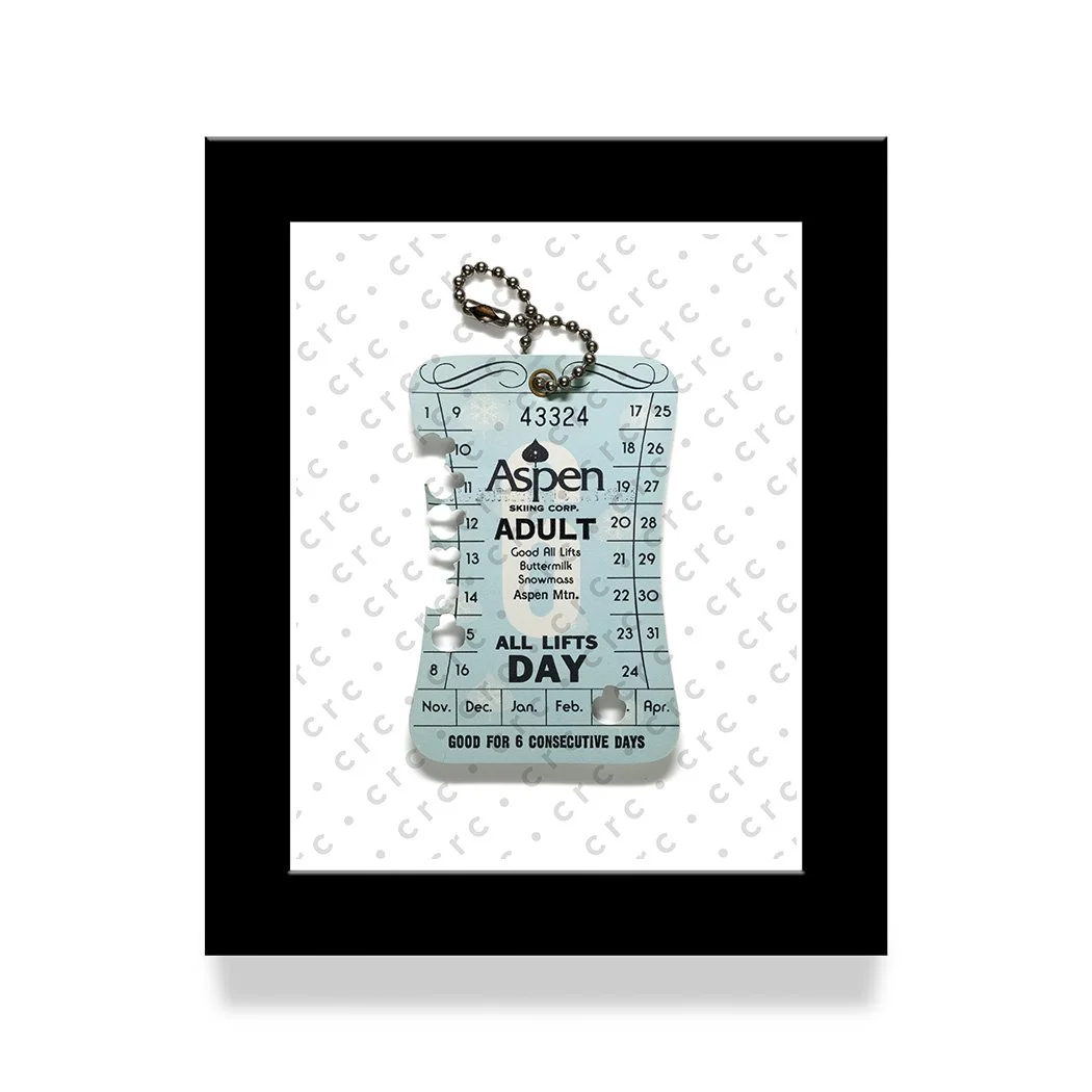 Aspen | Late 1970's (Light Blue) Vintage Ski Lift Ticket Print — c r c