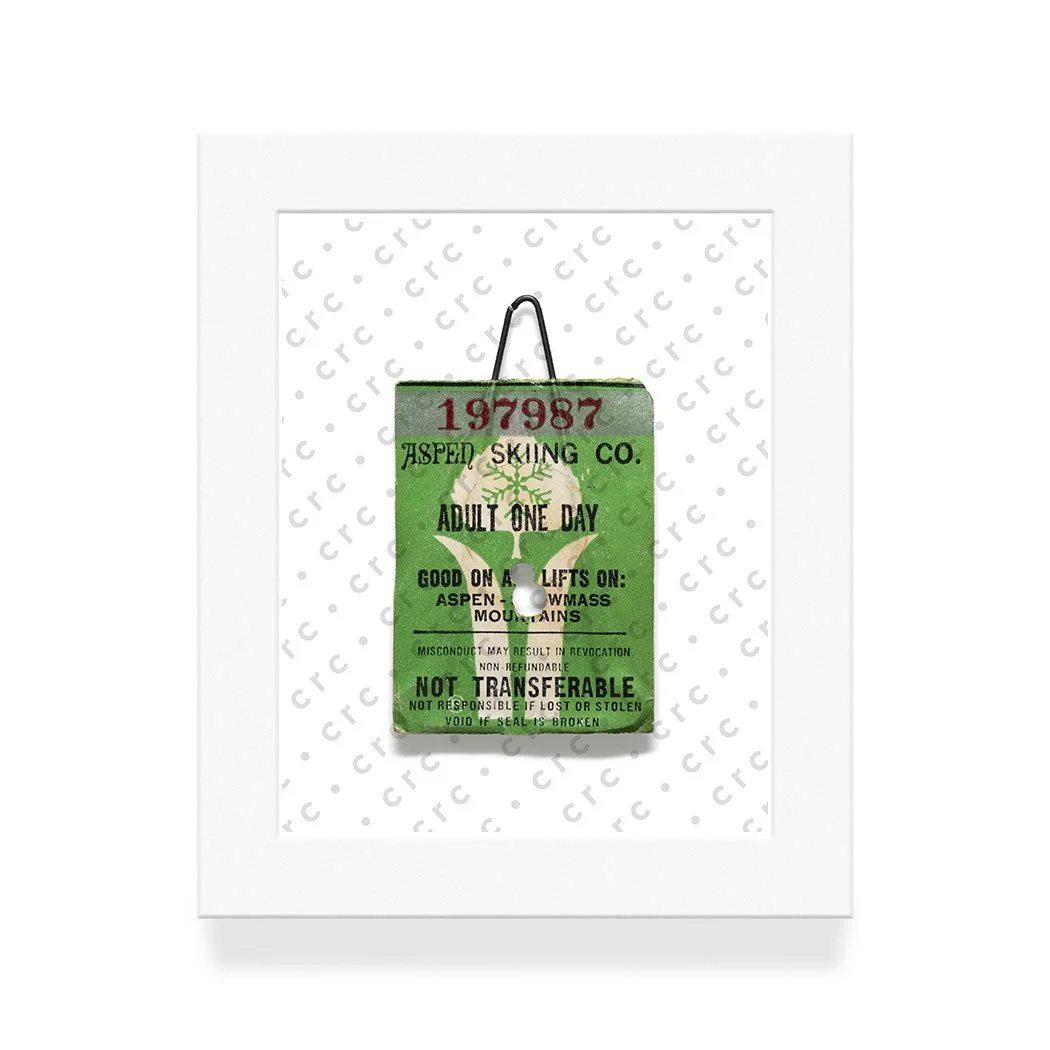 Aspen | 1980's (Green) Vintage Ski Lift Ticket Print — c r c