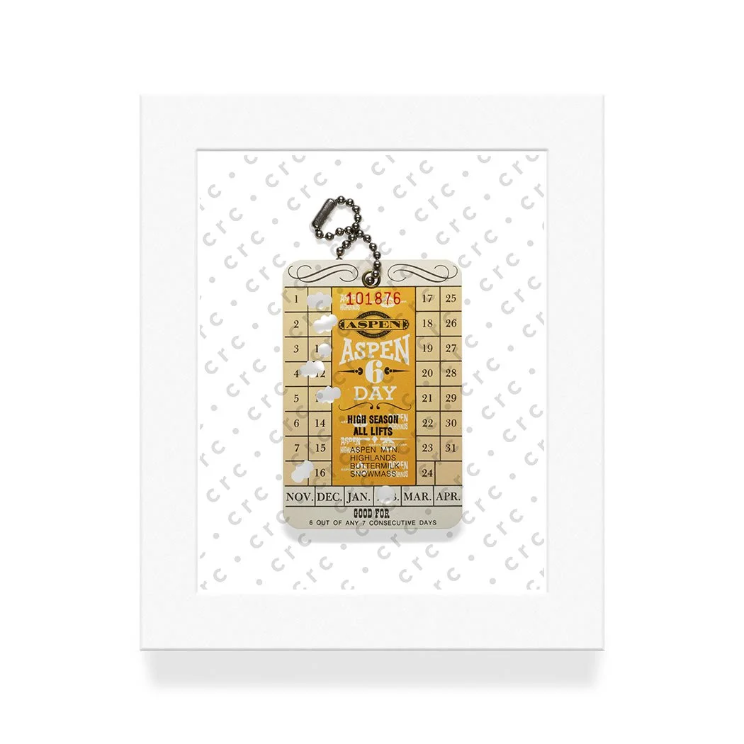 Aspen | 1990's (Orange) Vintage Ski Lift Ticket Print — c r c